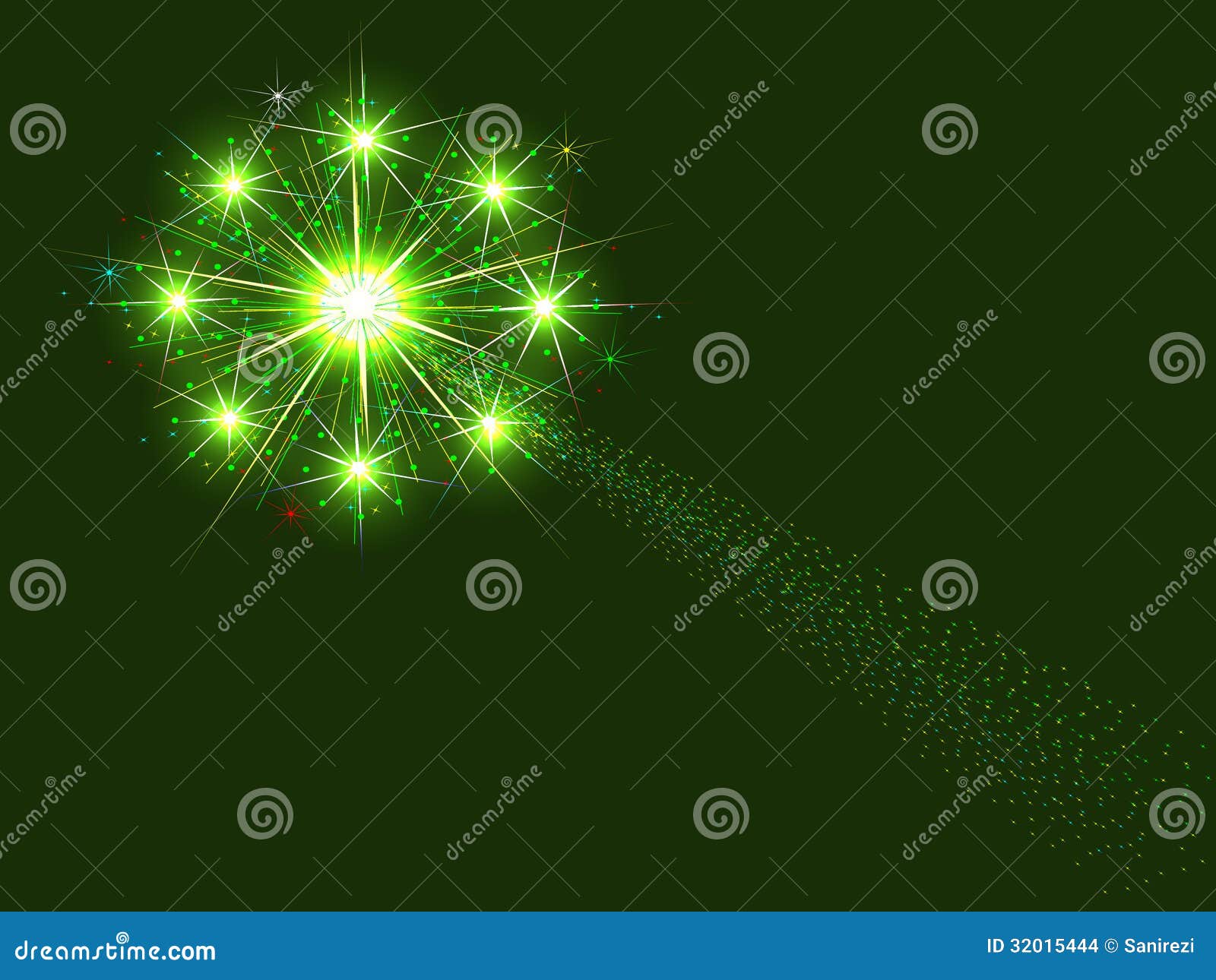 Green fireworks stock vector. Illustration of incendiary - 32015444