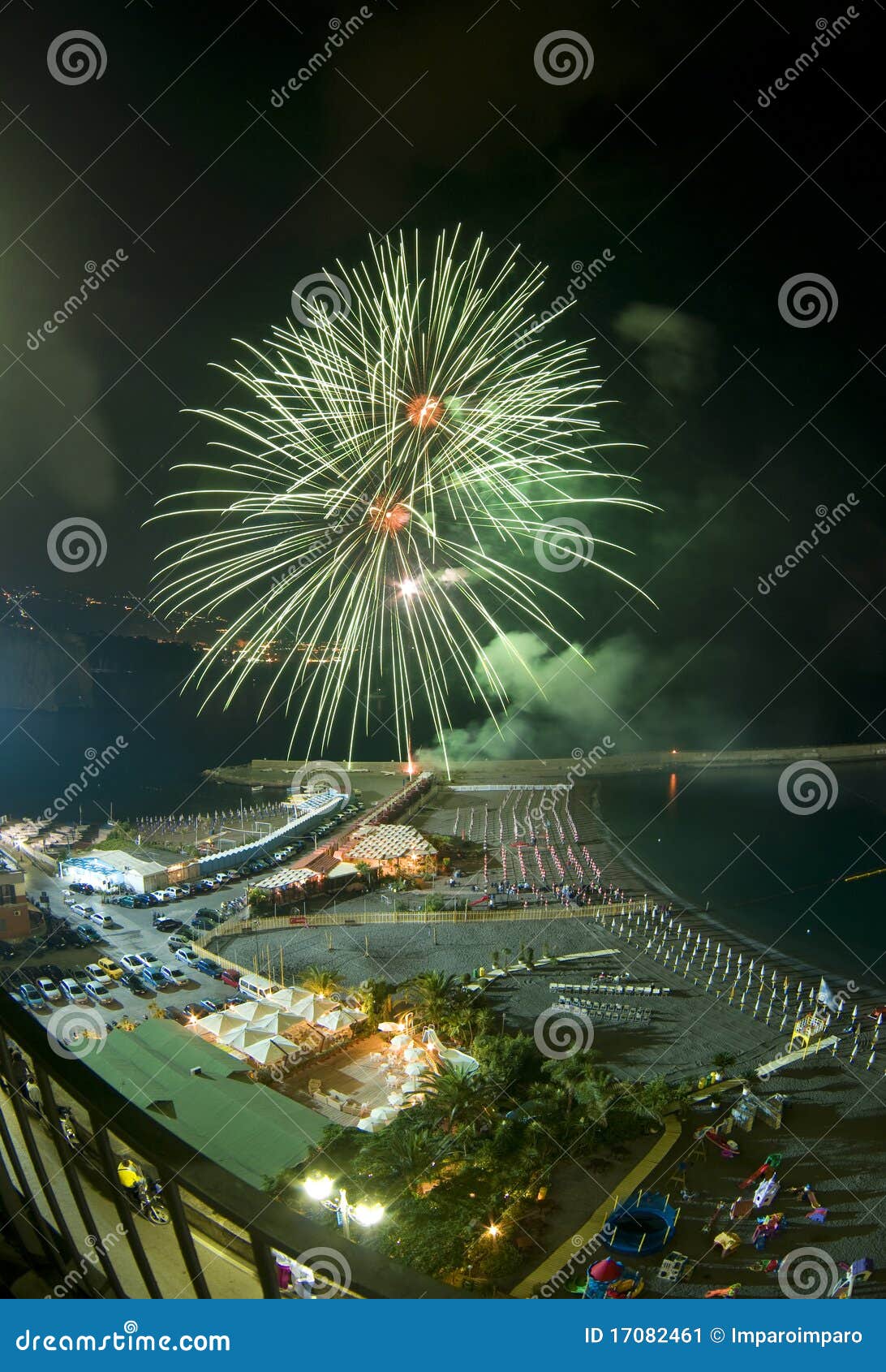 Green Fireworks with Landscape Stock Image - Image of fireworks, light ...
