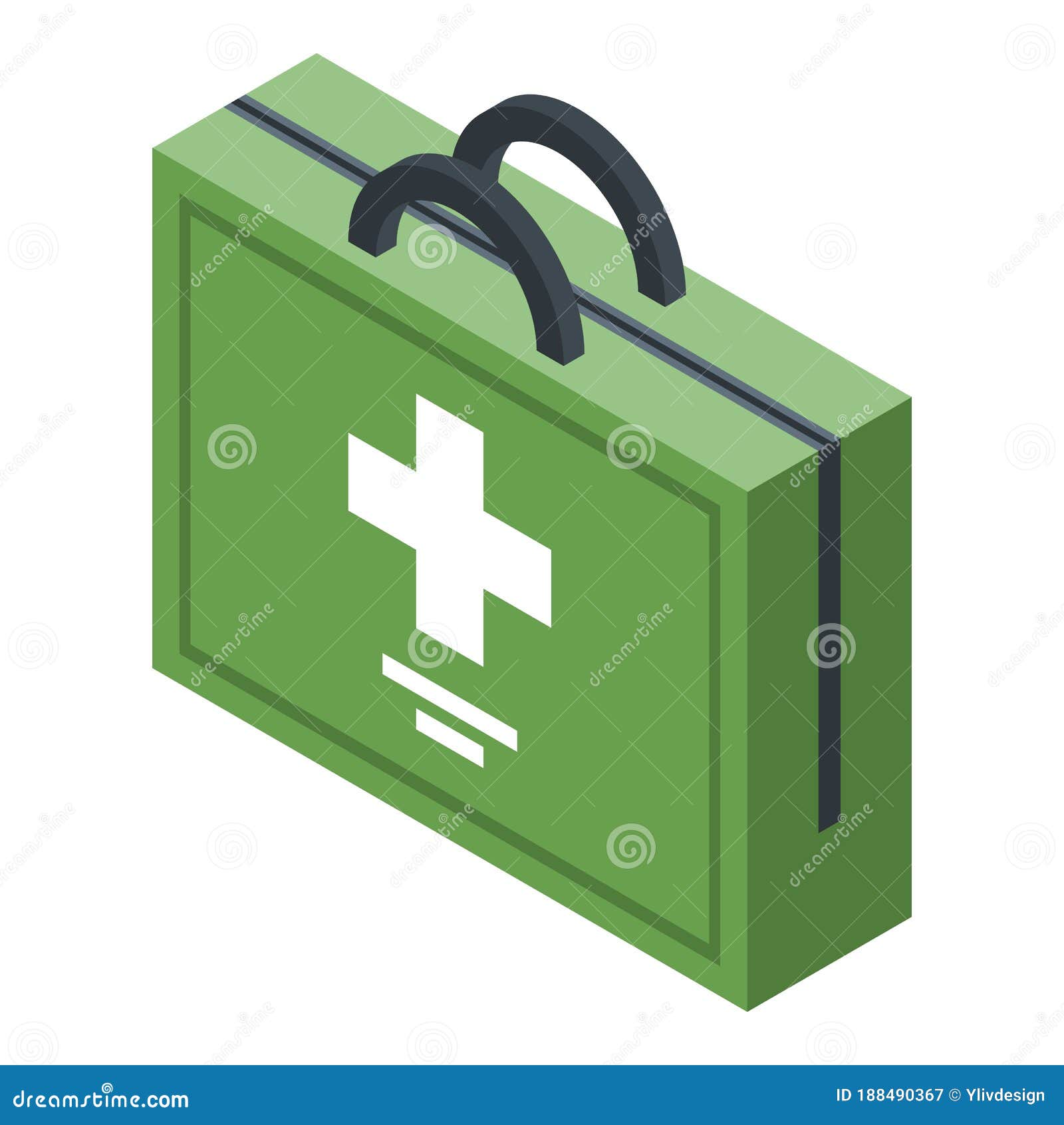 Green First Aid Kit Icon, Isometric Style Stock Vector - Illustration ...