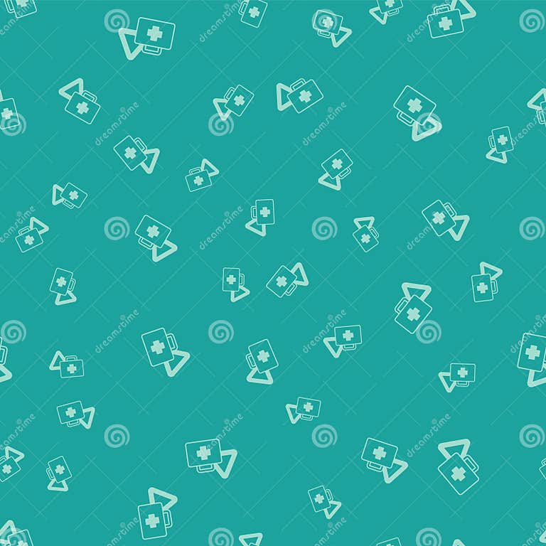 Green First Aid Kit and Warning Triangle Icon Isolated Seamless Pattern ...