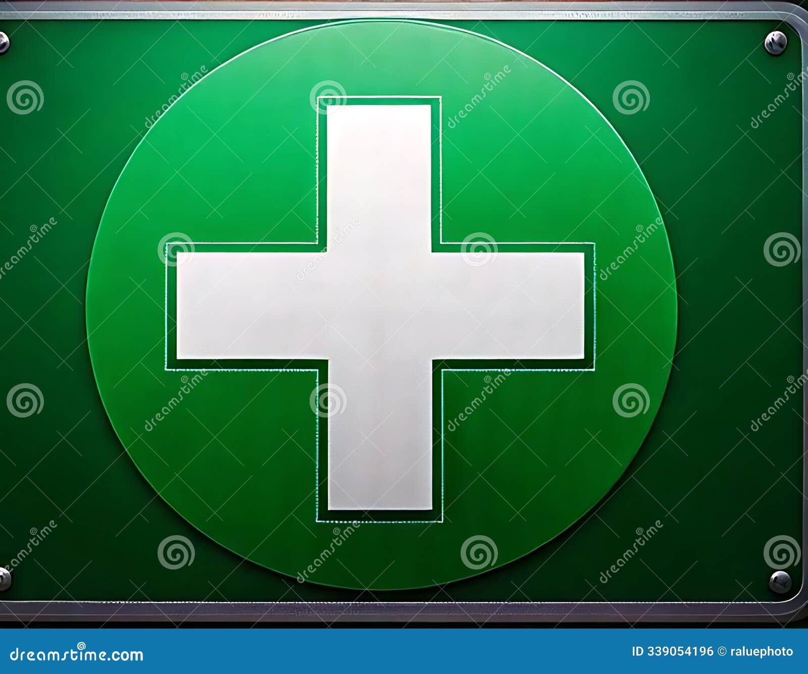 A Green First Aid Sign with a White Cross Stock Illustration ...