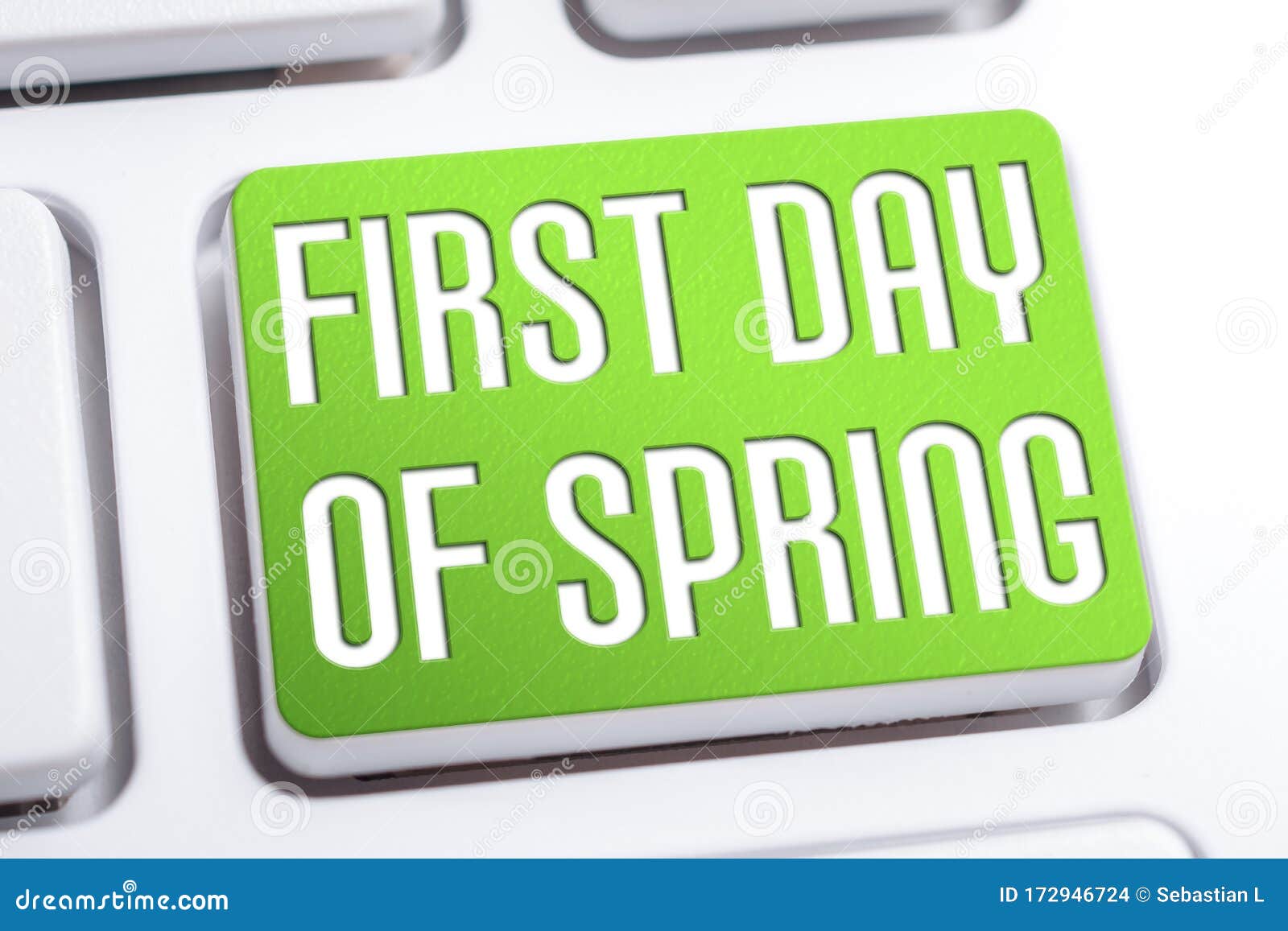 Green First Day of Spring Button on a White Keyboard Stock Photo ...
