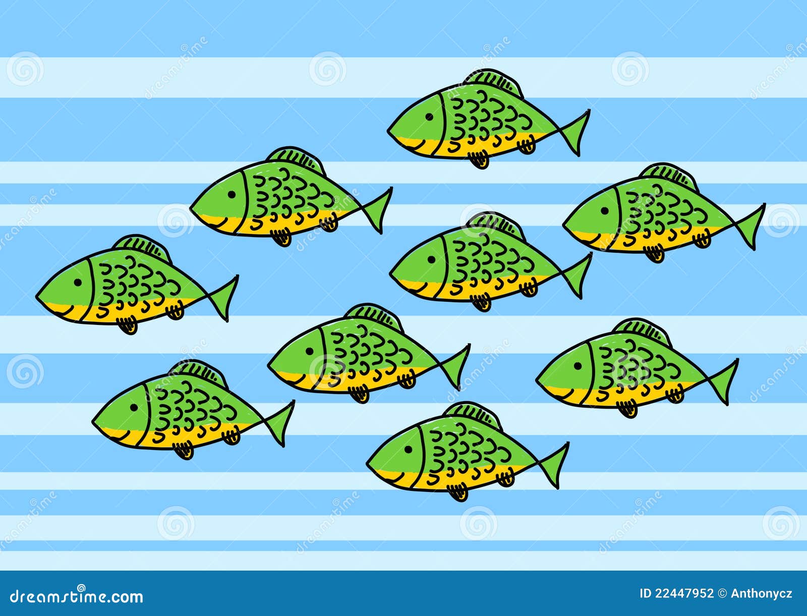 Green fish stock vector. Illustration of underwater, blue - 22447952
