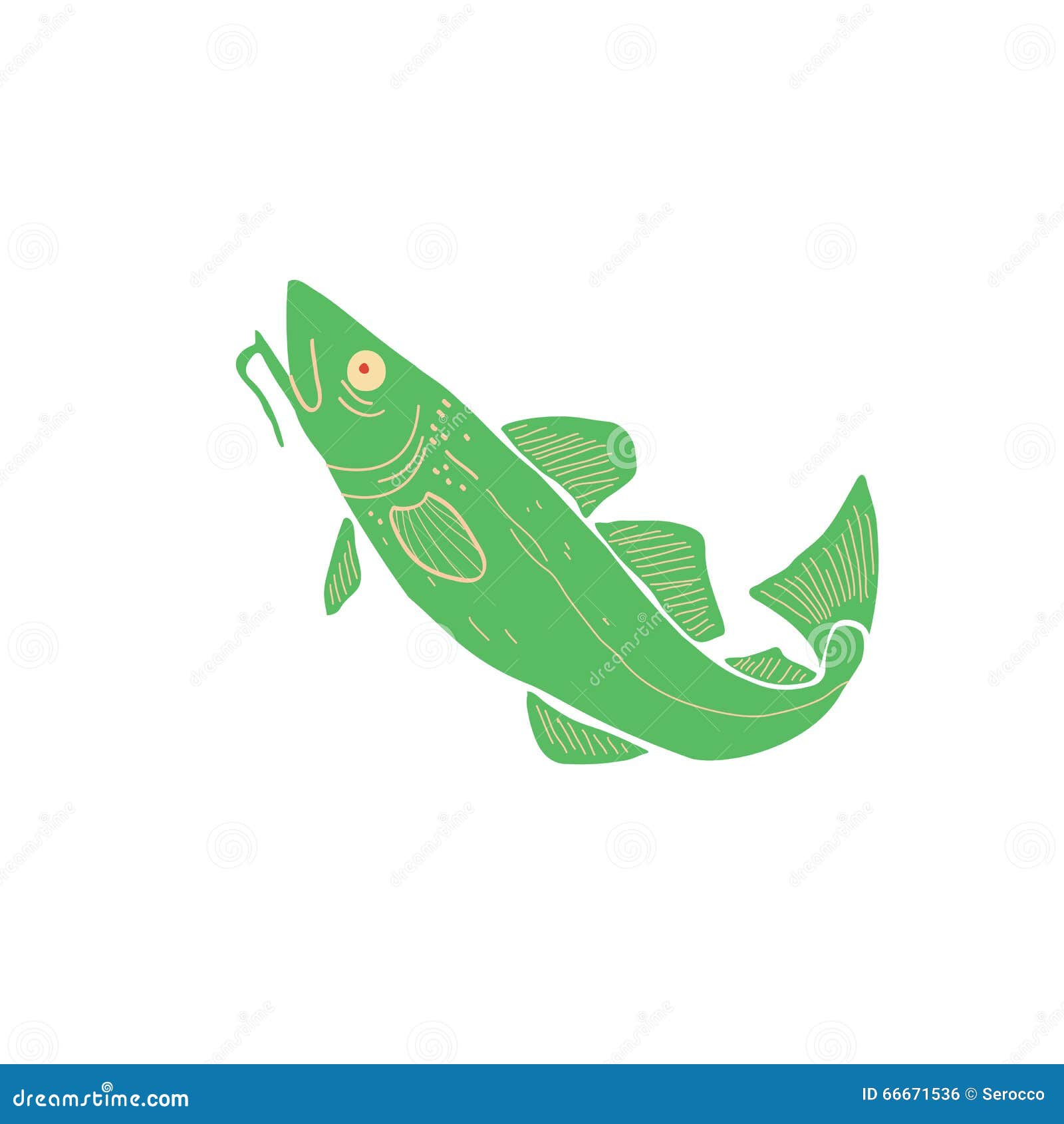 Green fish stock vector. Illustration of menu, design - 66671536