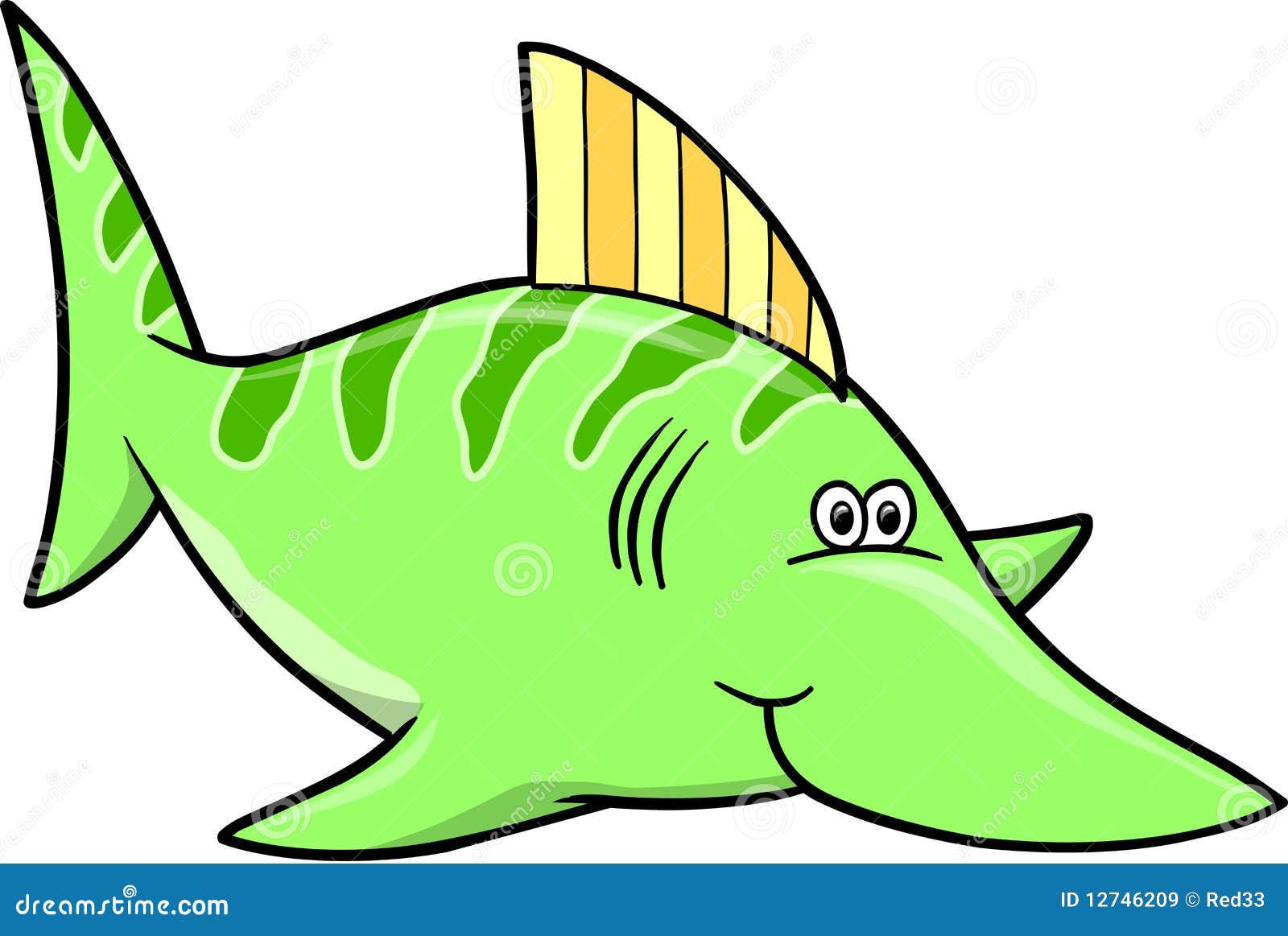 Green Fish Vector Illustration Stock Vector - Illustration of marine ...