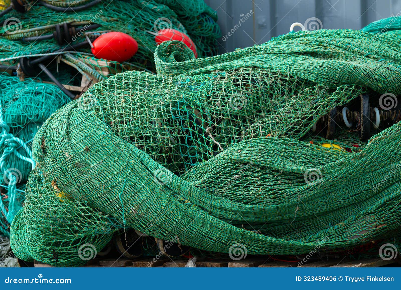 Green Fishing Trawls in Storage.. Stock Photo - Image of animal ...