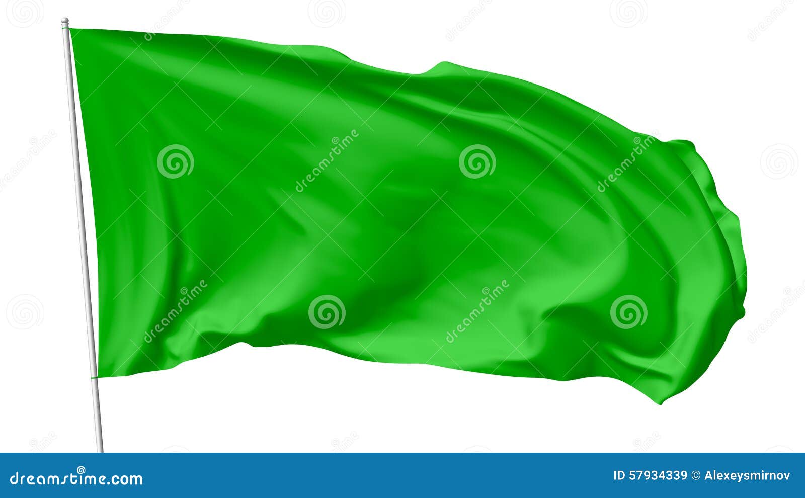 Green flag on flagpole stock illustration. Illustration of fabric ...