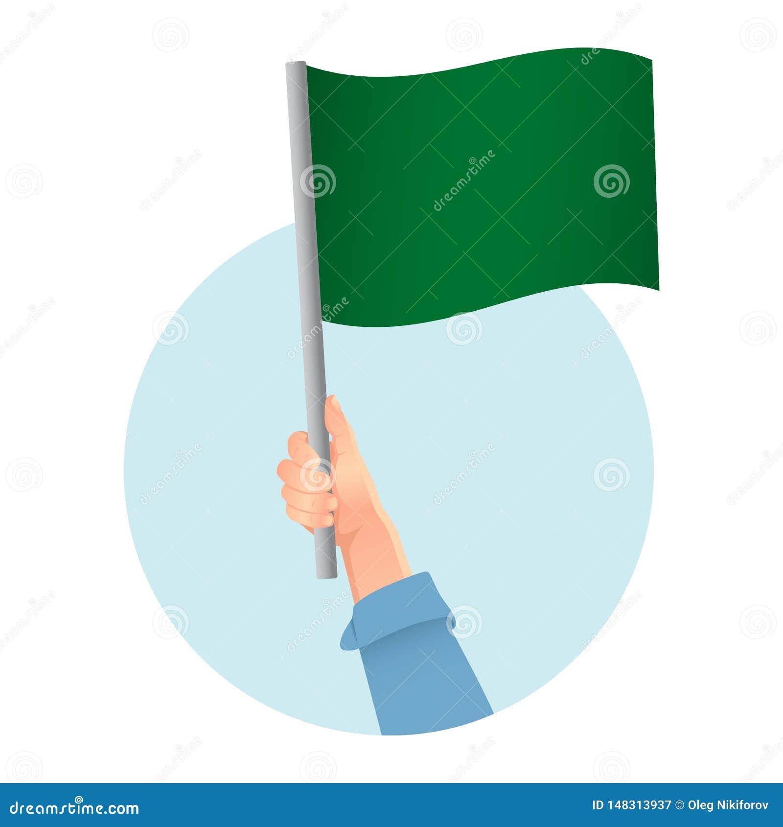 Green flag in hand icon stock illustration. Illustration of green ...