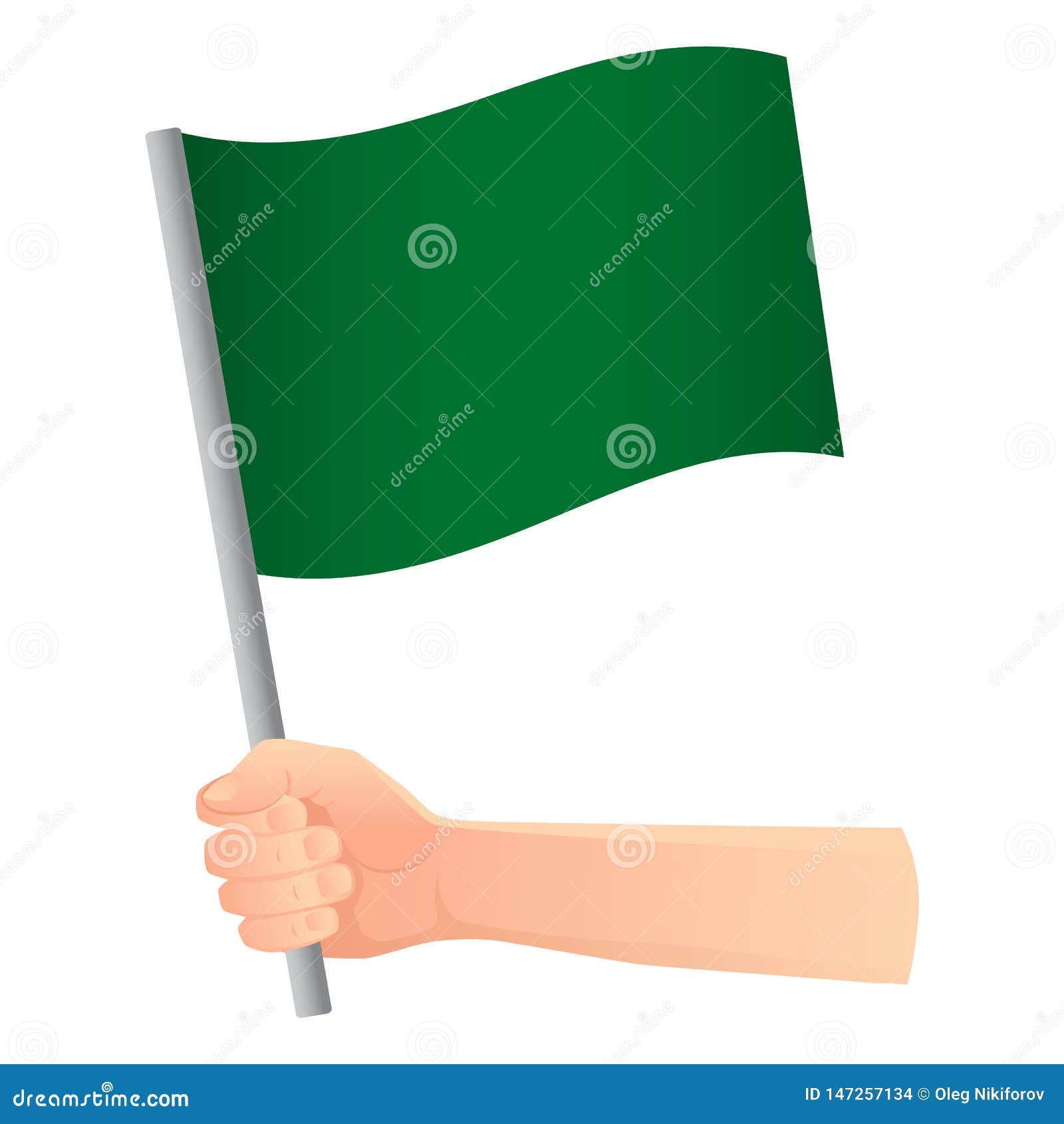 Green flag in hand stock illustration. Illustration of icon - 147257134