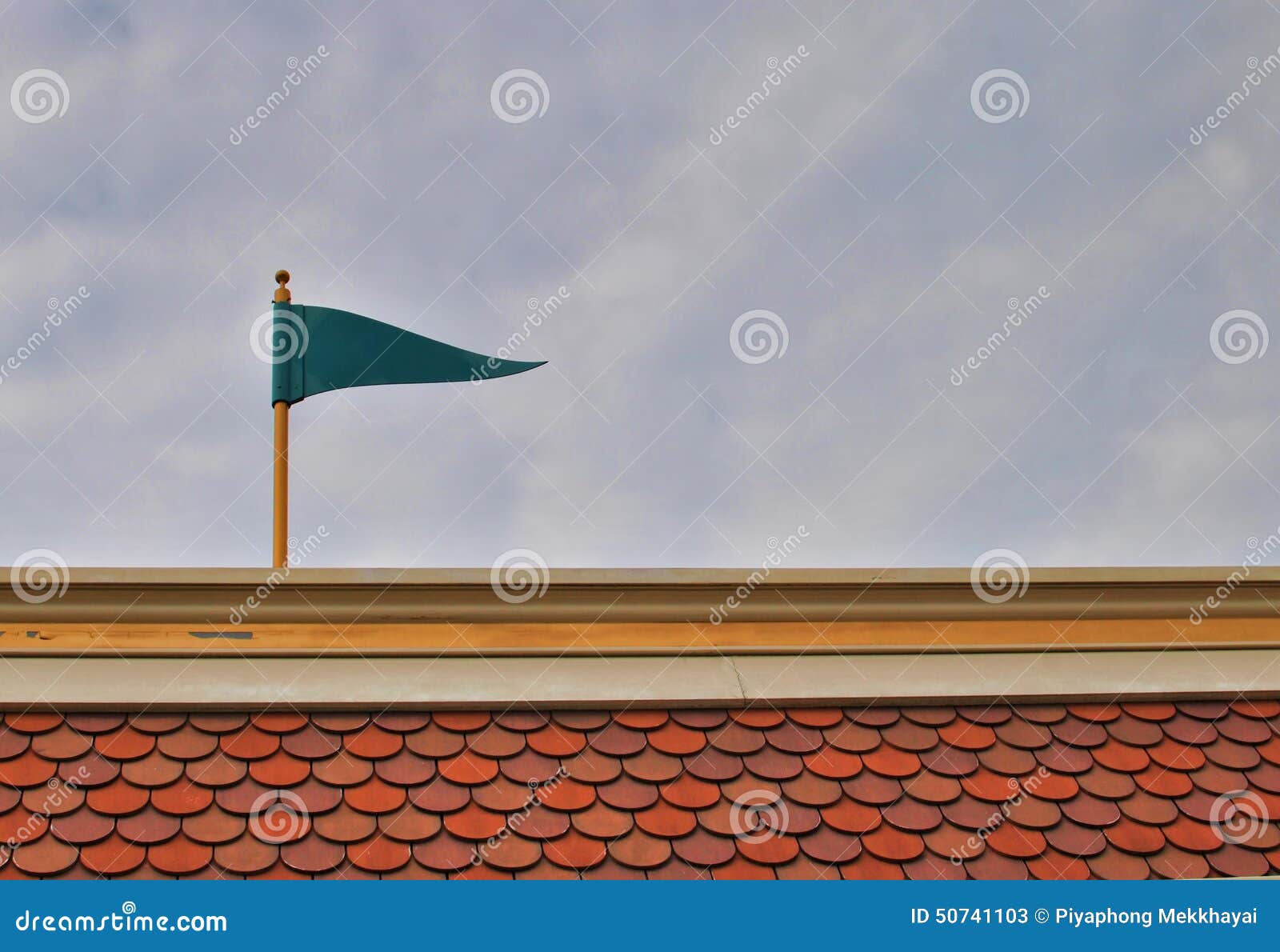 Green flag on the roof stock image. Image of sign, flag - 50741103