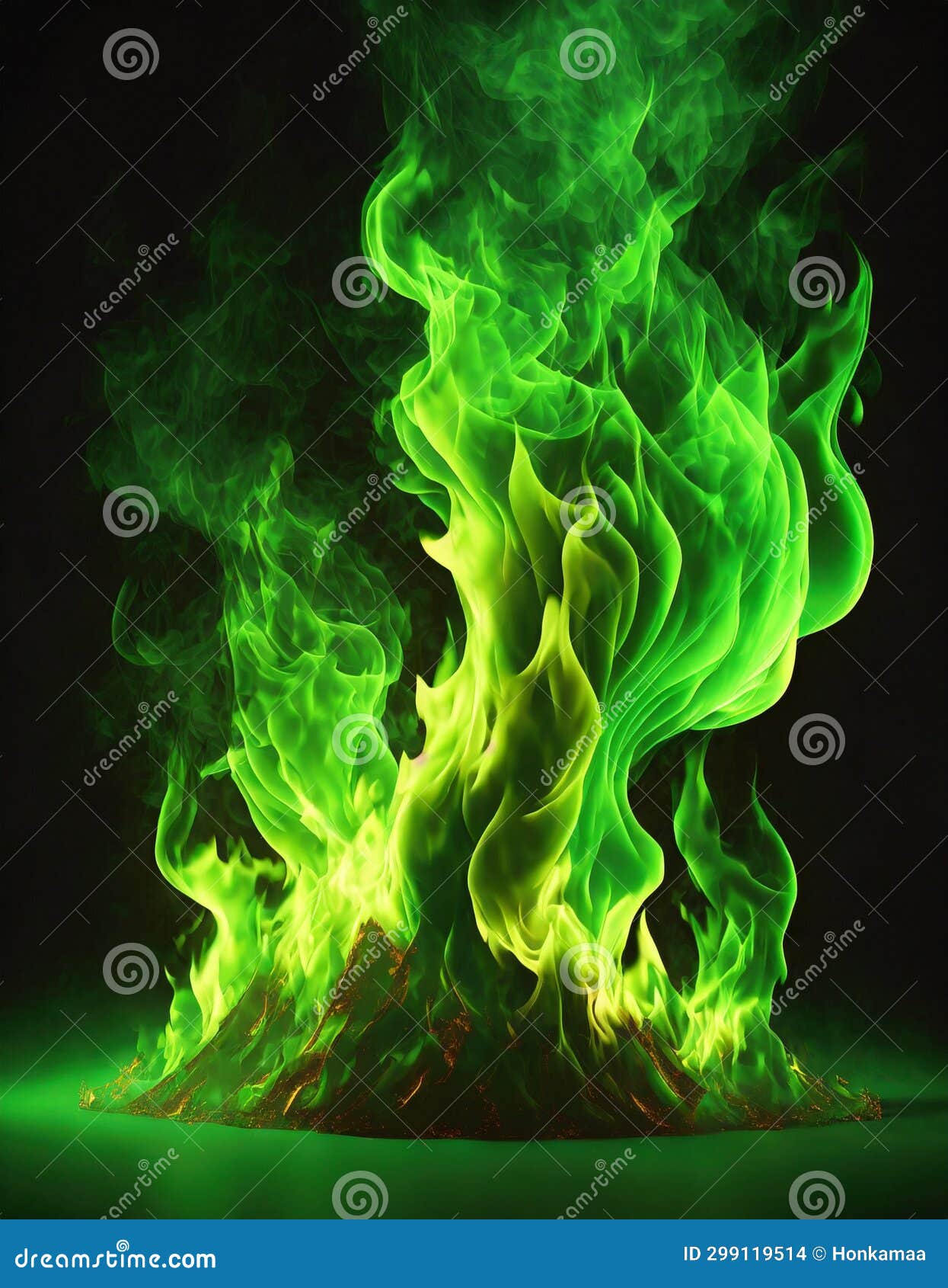 Green flames stock illustration. Illustration of dark - 299119514