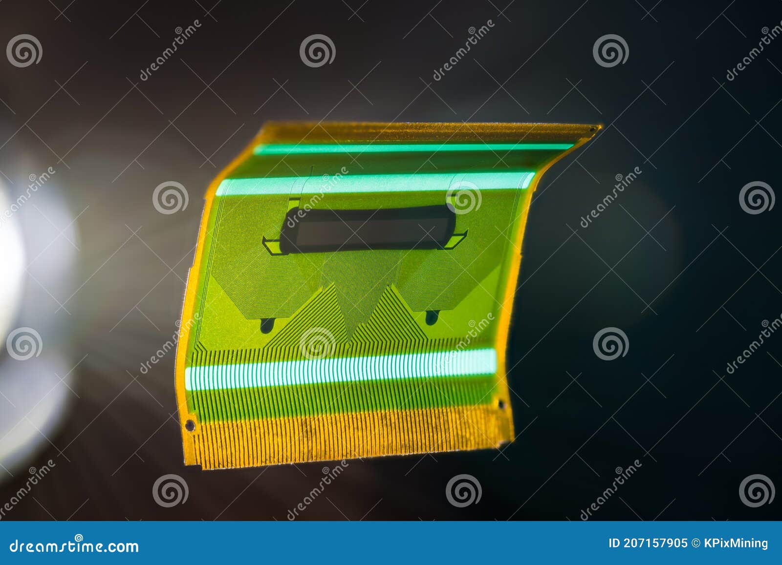 Green Flexible Circuit Board Floating on Black Background with White ...