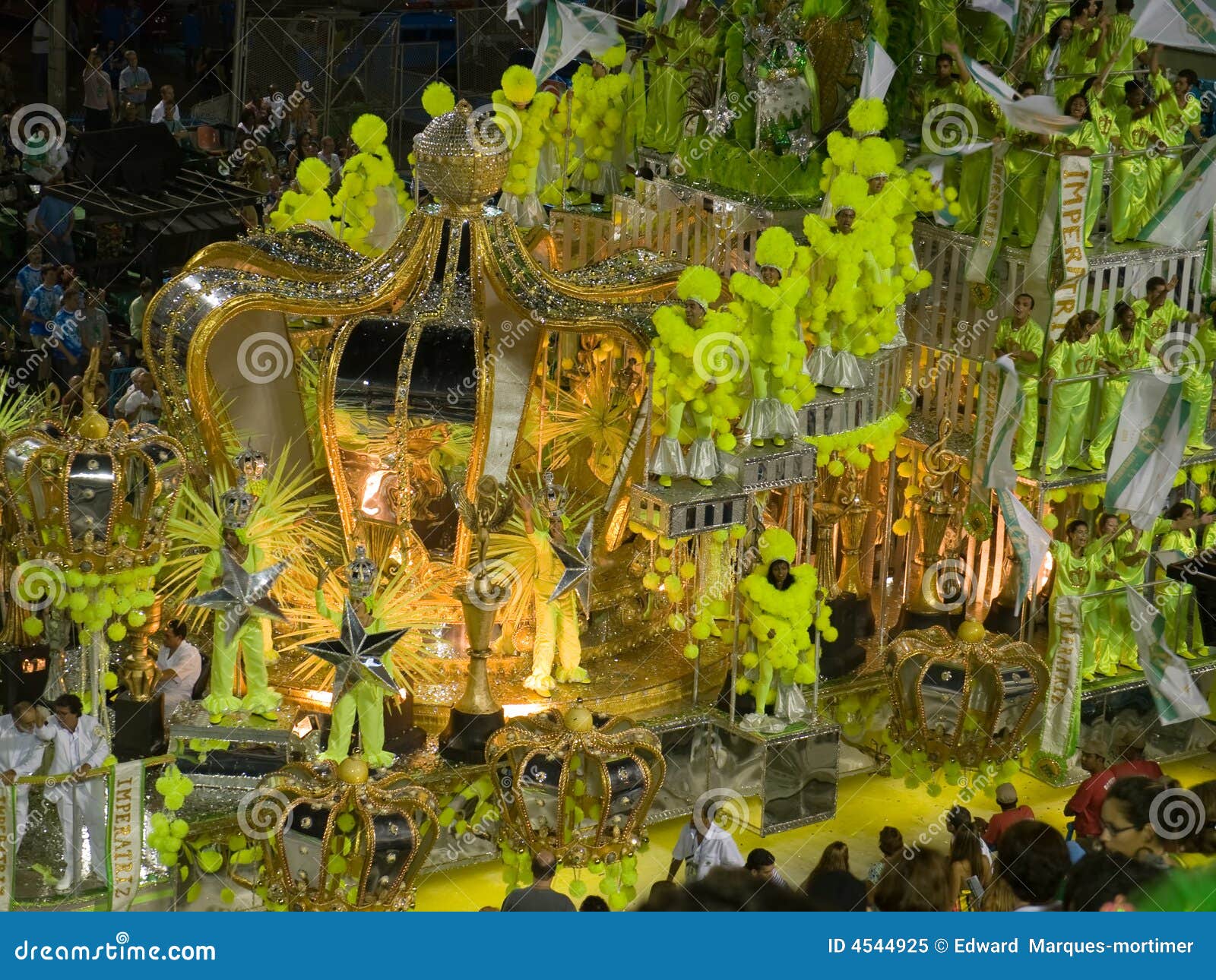 Green Float, Rio Carnival. editorial image. Image of granstand - 4544925