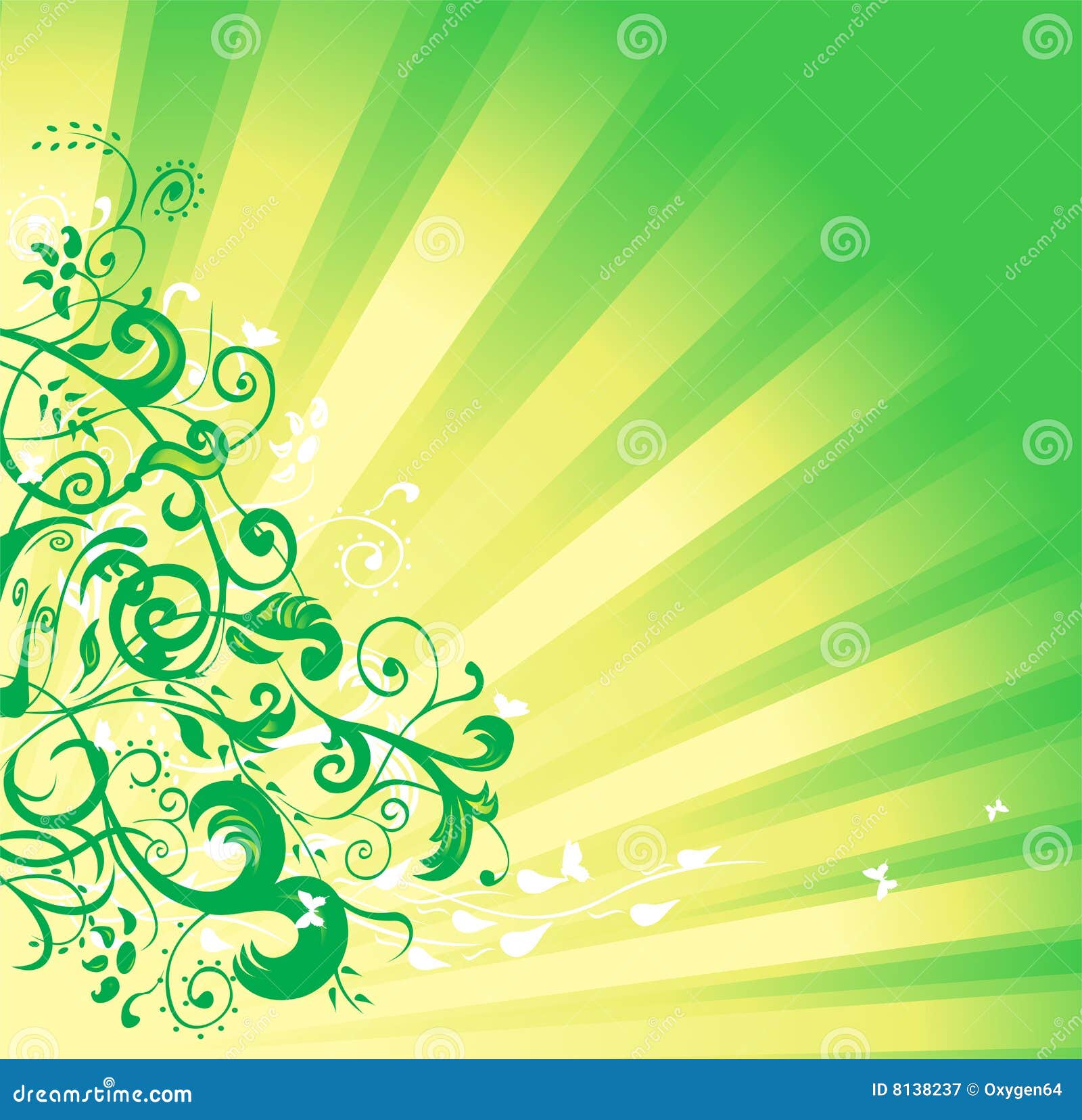 Green floral background stock vector. Illustration of ornate - 8138237