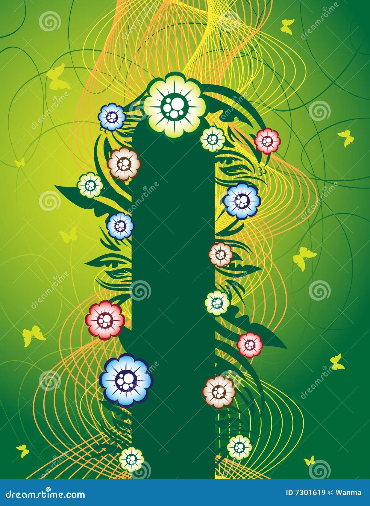 Green floral banner stock vector. Illustration of green - 7301619