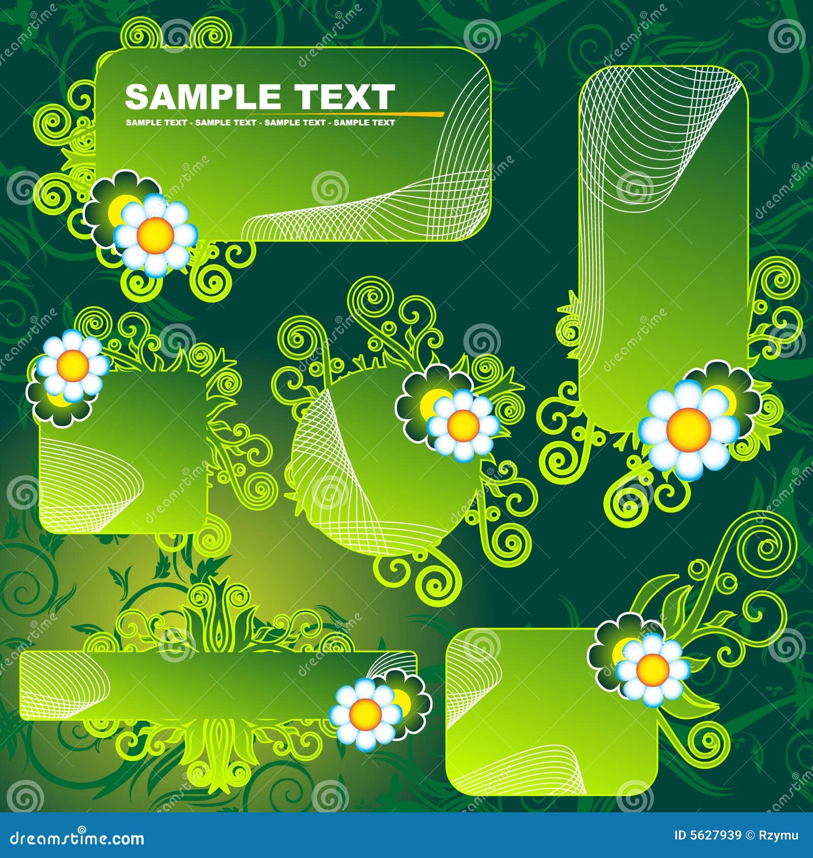 Green floral banners stock vector. Illustration of decor - 5627939