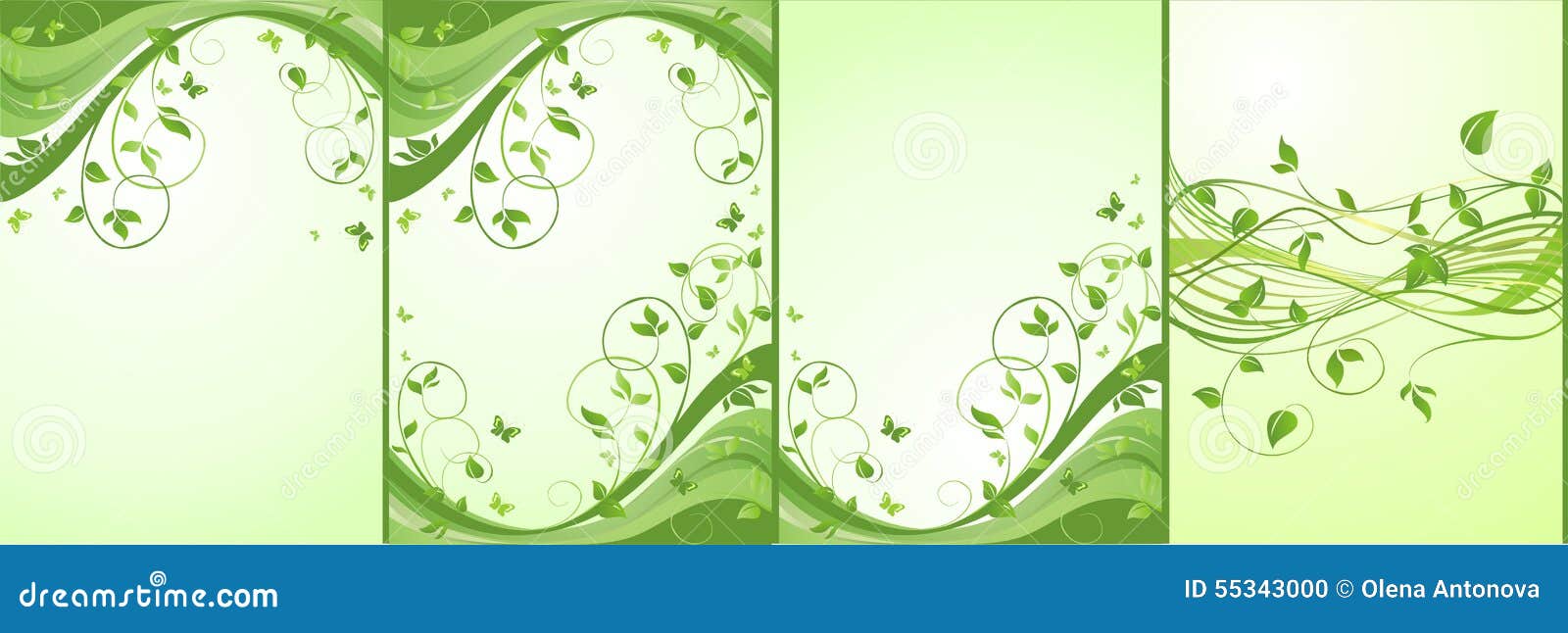 Green floral banners stock vector. Illustration of background - 55343000