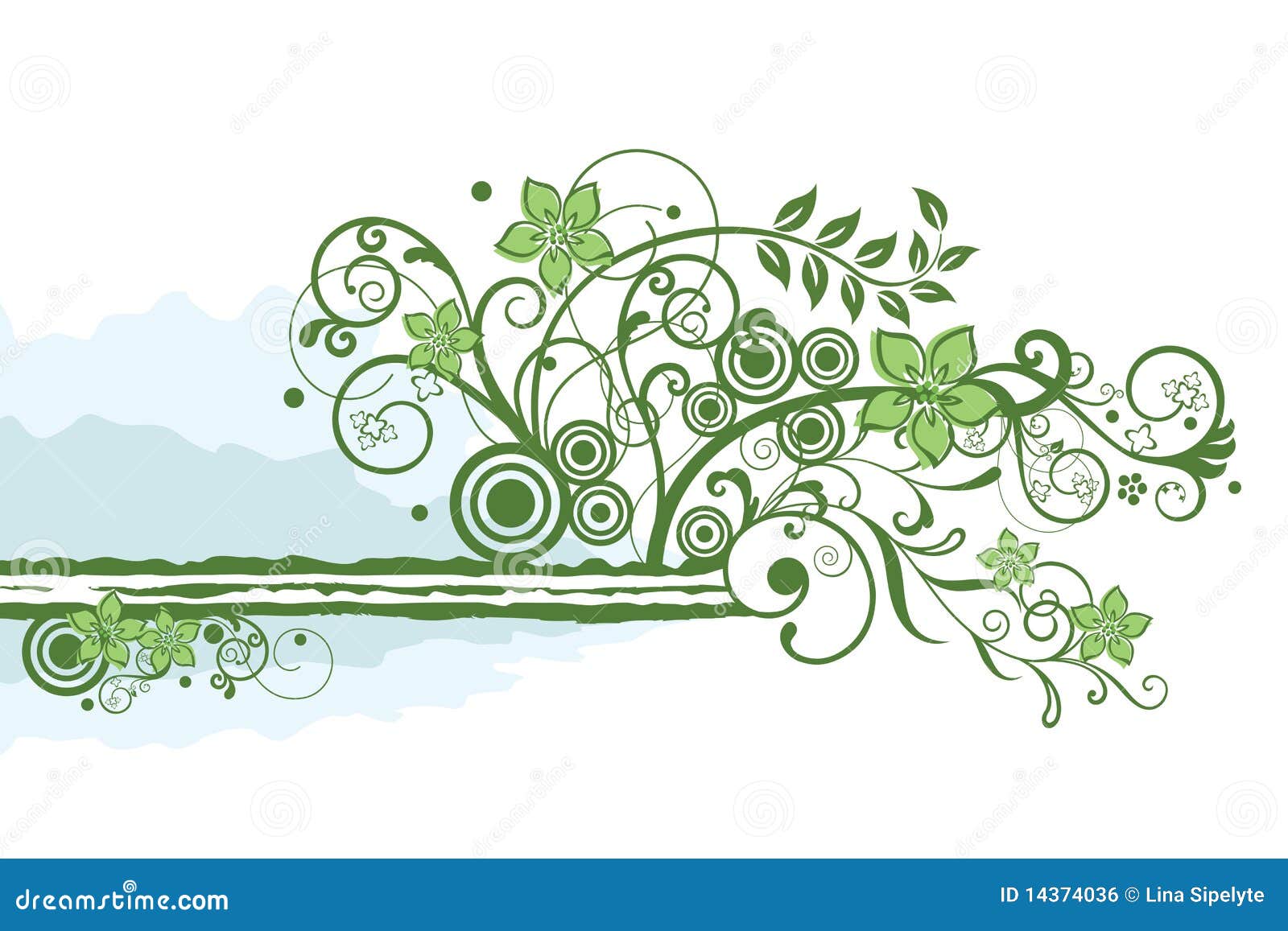 Green Floral Border Element Stock Vector - Illustration of blue, bloom ...