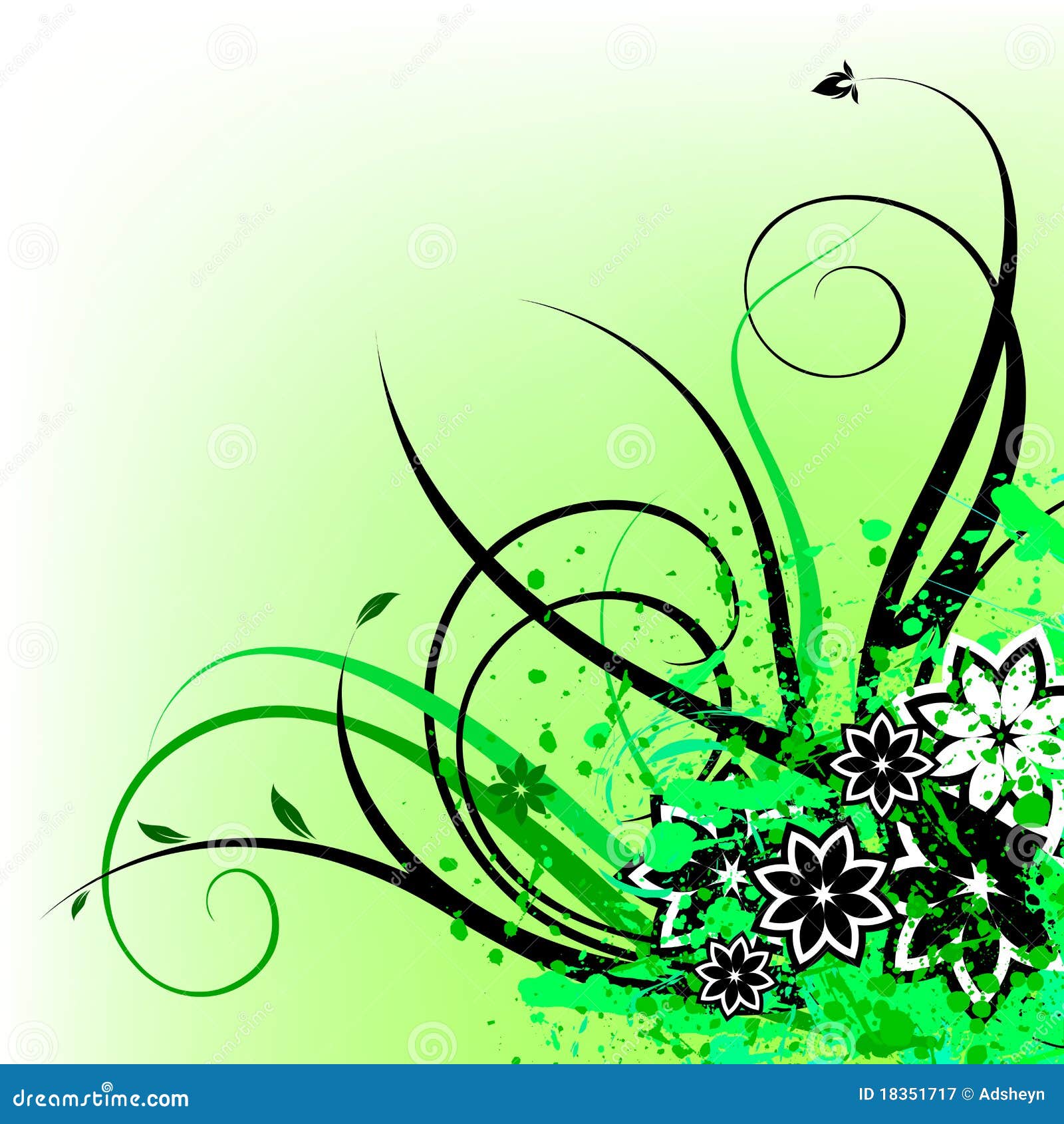 Green floral design stock vector. Illustration of growth - 18351717