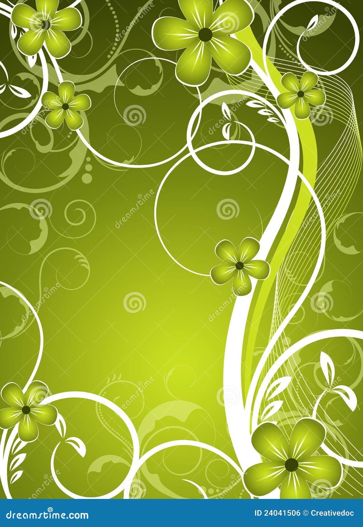 Green floral design stock vector. Illustration of style - 24041506