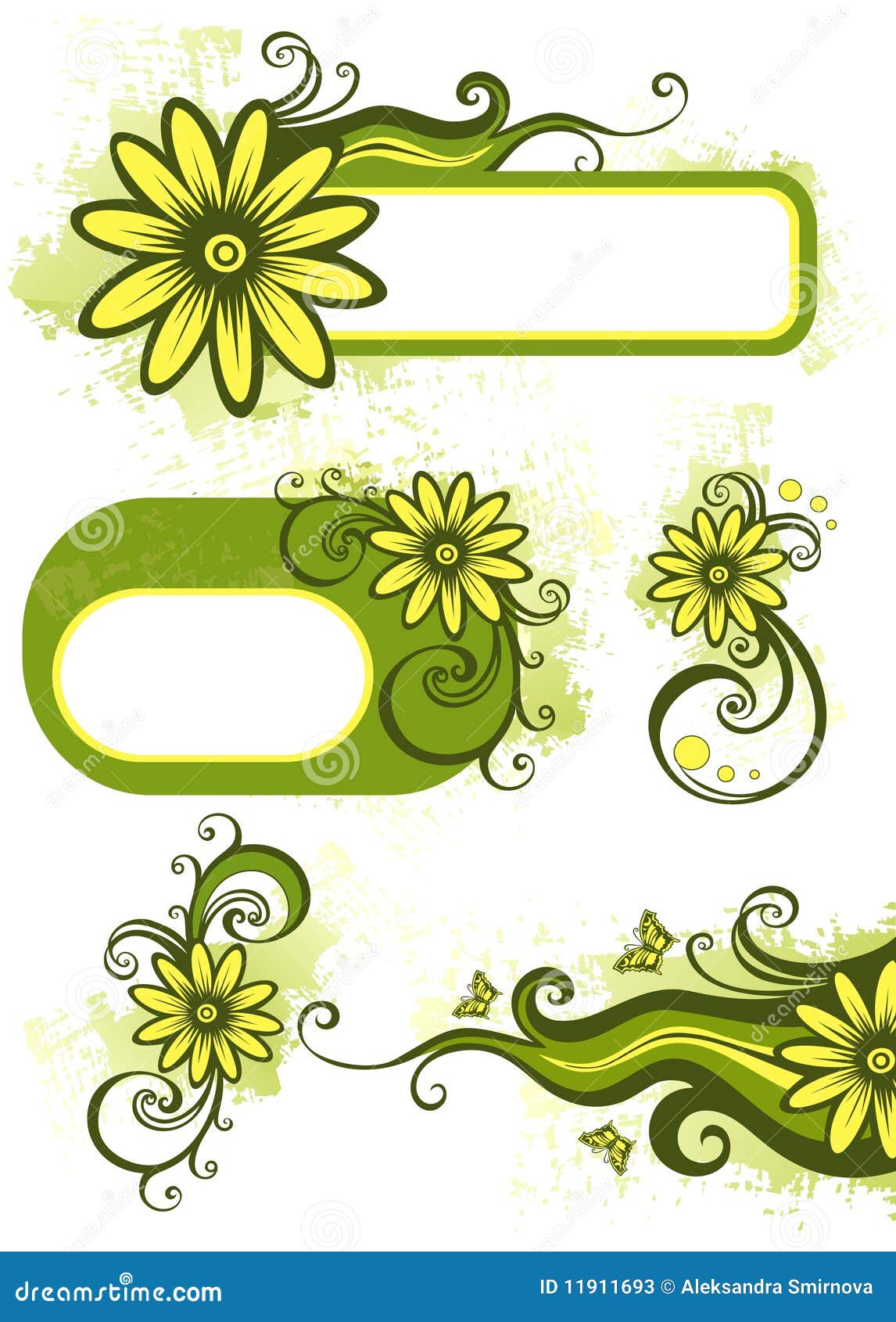 Green Floral Design Elements Stock Vector - Illustration of royal ...