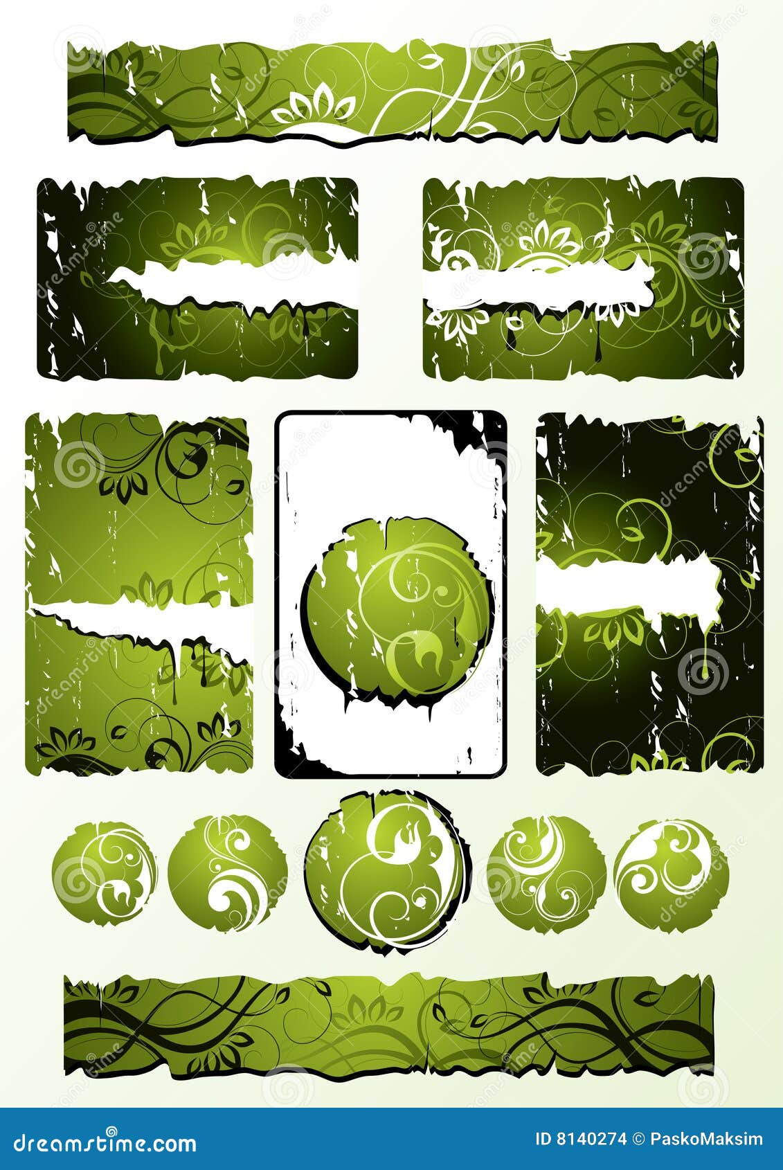 Green Floral Designs stock vector. Illustration of wisps - 8140274