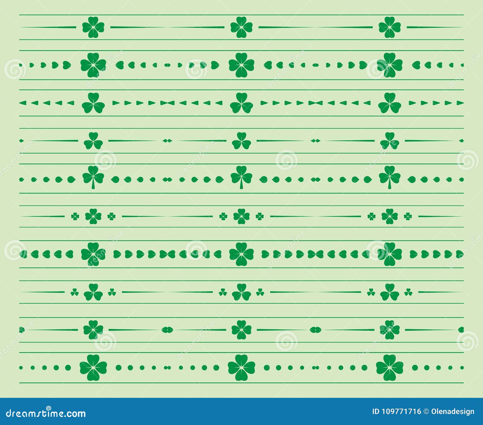 Green Dividers Vector On White Background. Handdrawn Borders. Unique ...