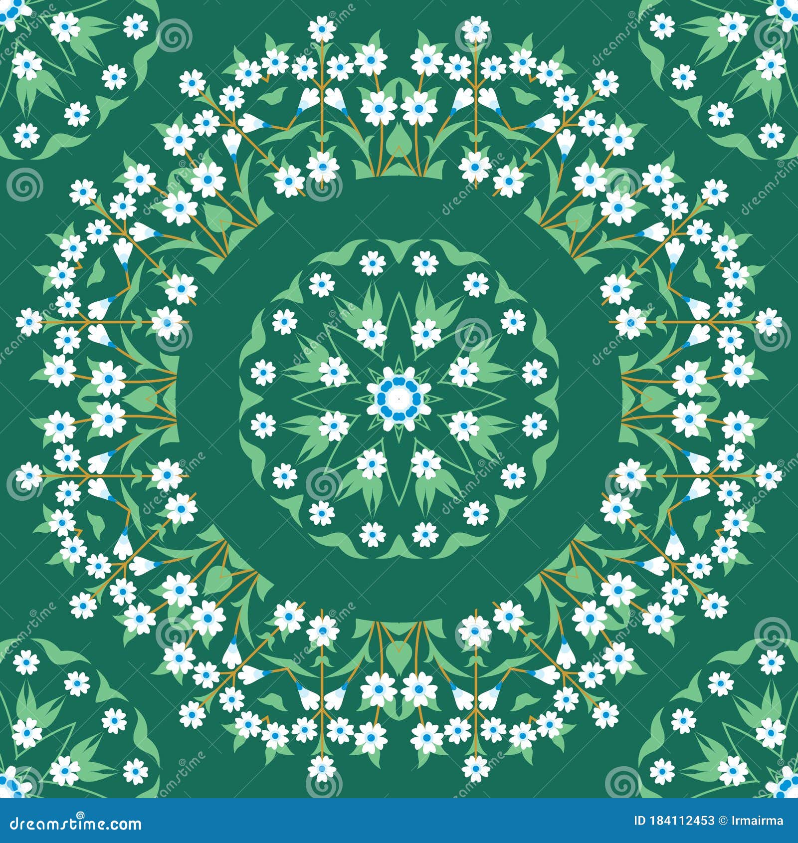 Green Floral Frame, Seamless Pattern Stock Vector - Illustration of ...