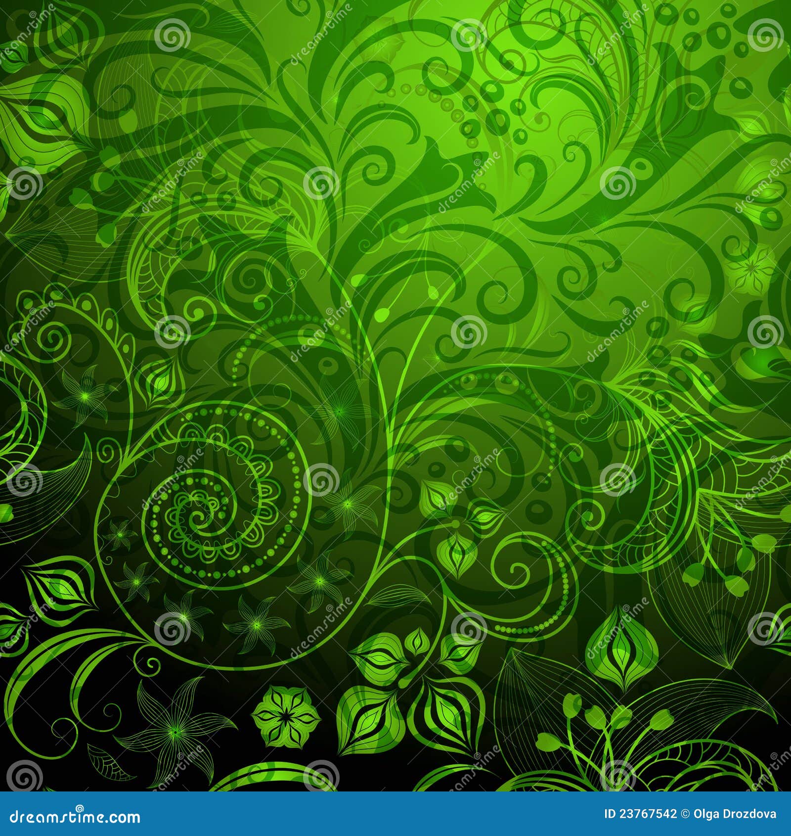 Green floral pattern stock vector. Illustration of bright - 23767542
