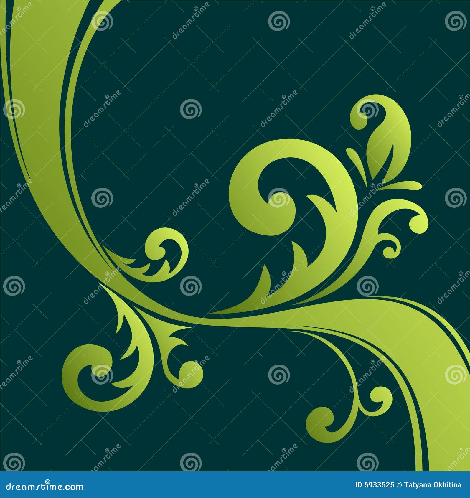 Green floral pattern stock vector. Illustration of stylized - 6933525