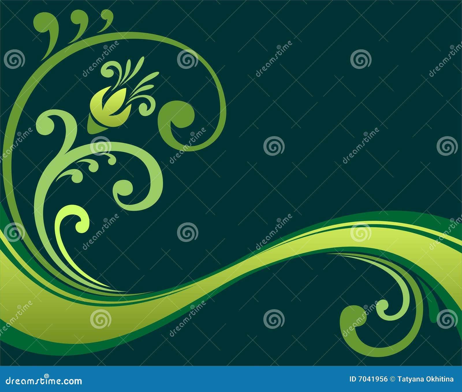 Green floral pattern stock vector. Illustration of abstract - 7041956
