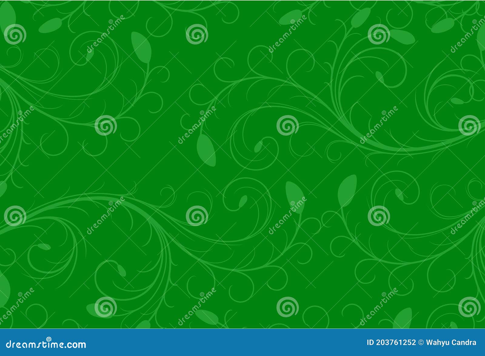 Green Floral Pattern Design with Green Background Vector Illustration ...