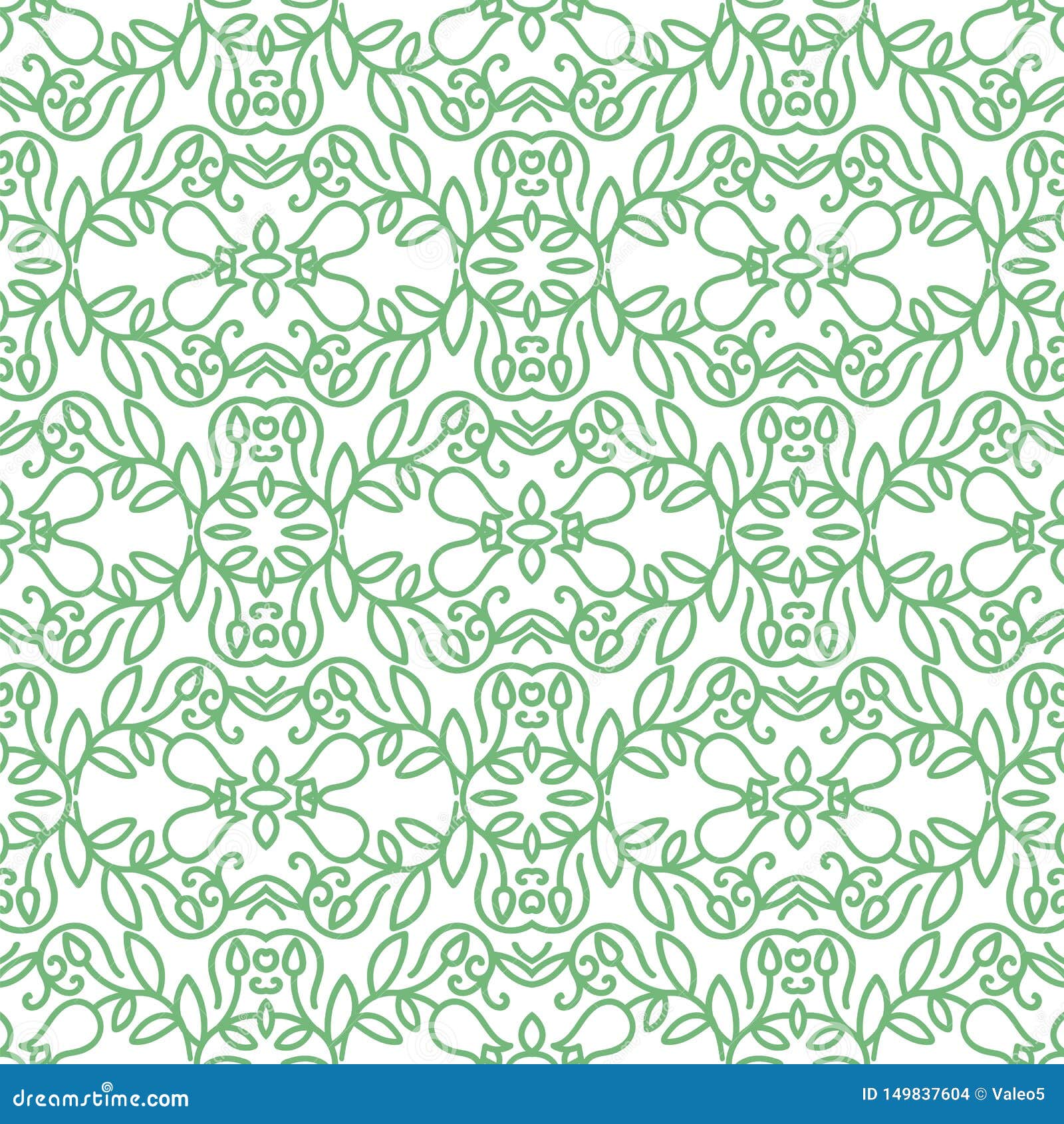 Green Floral Pattern stock illustration. Illustration of ethnic - 149837604