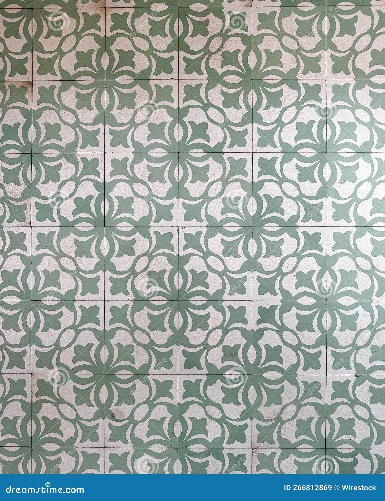 Green Floral Patterned Floor Tile Stock Image - Image of creative ...