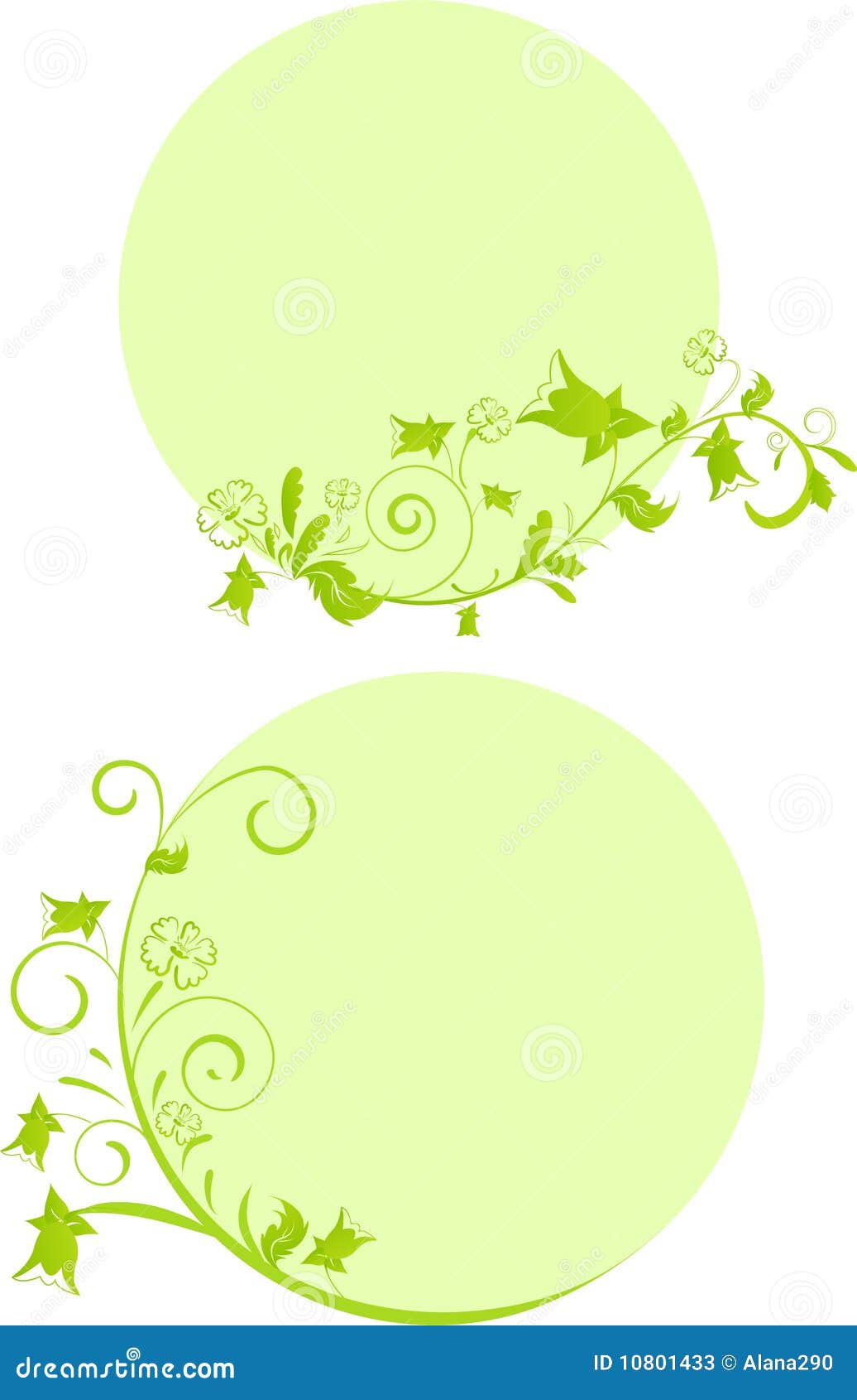 Green floral round frames stock vector. Illustration of banner - 10801433
