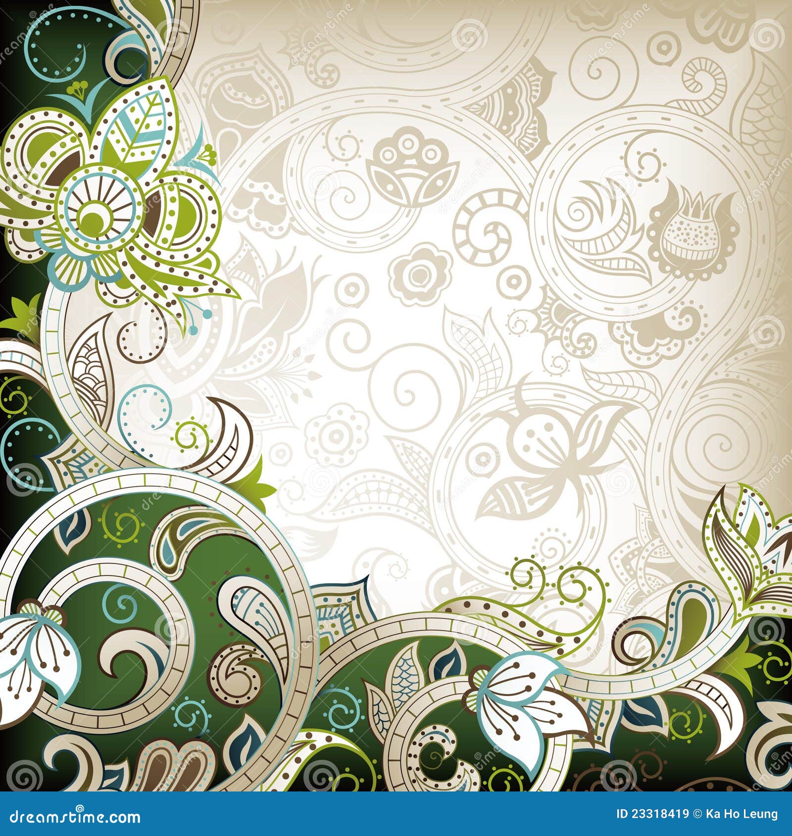 Green Floral Scroll stock illustration. Illustration of indian - 23318419