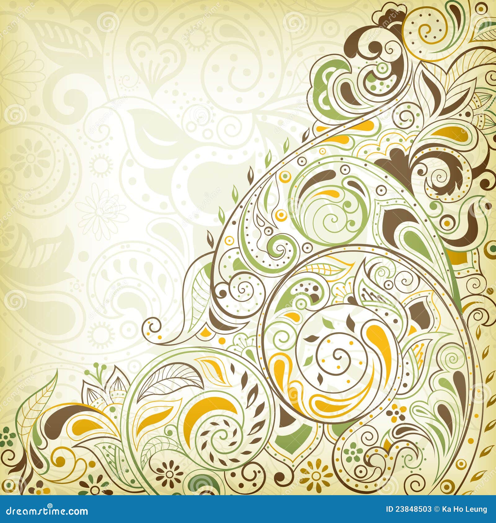 Green Floral Scroll stock illustration. Illustration of maya - 23848503