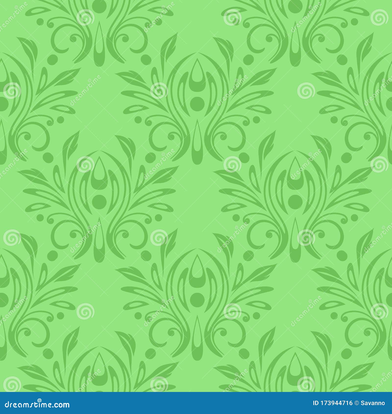 Green Floral Seamless Pattern. Pale Green Background Stock Vector ...