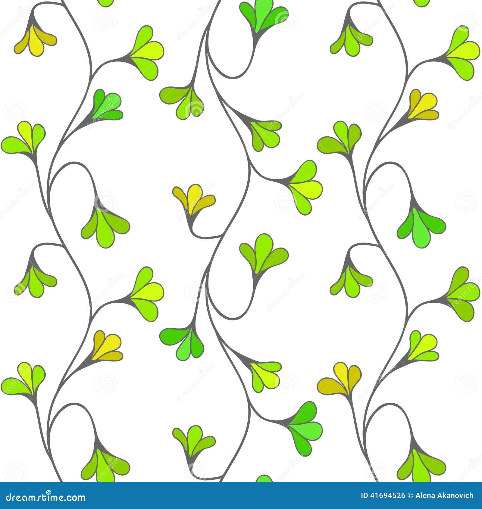Green Floral Seamless Pattern Stock Vector - Illustration of flower ...