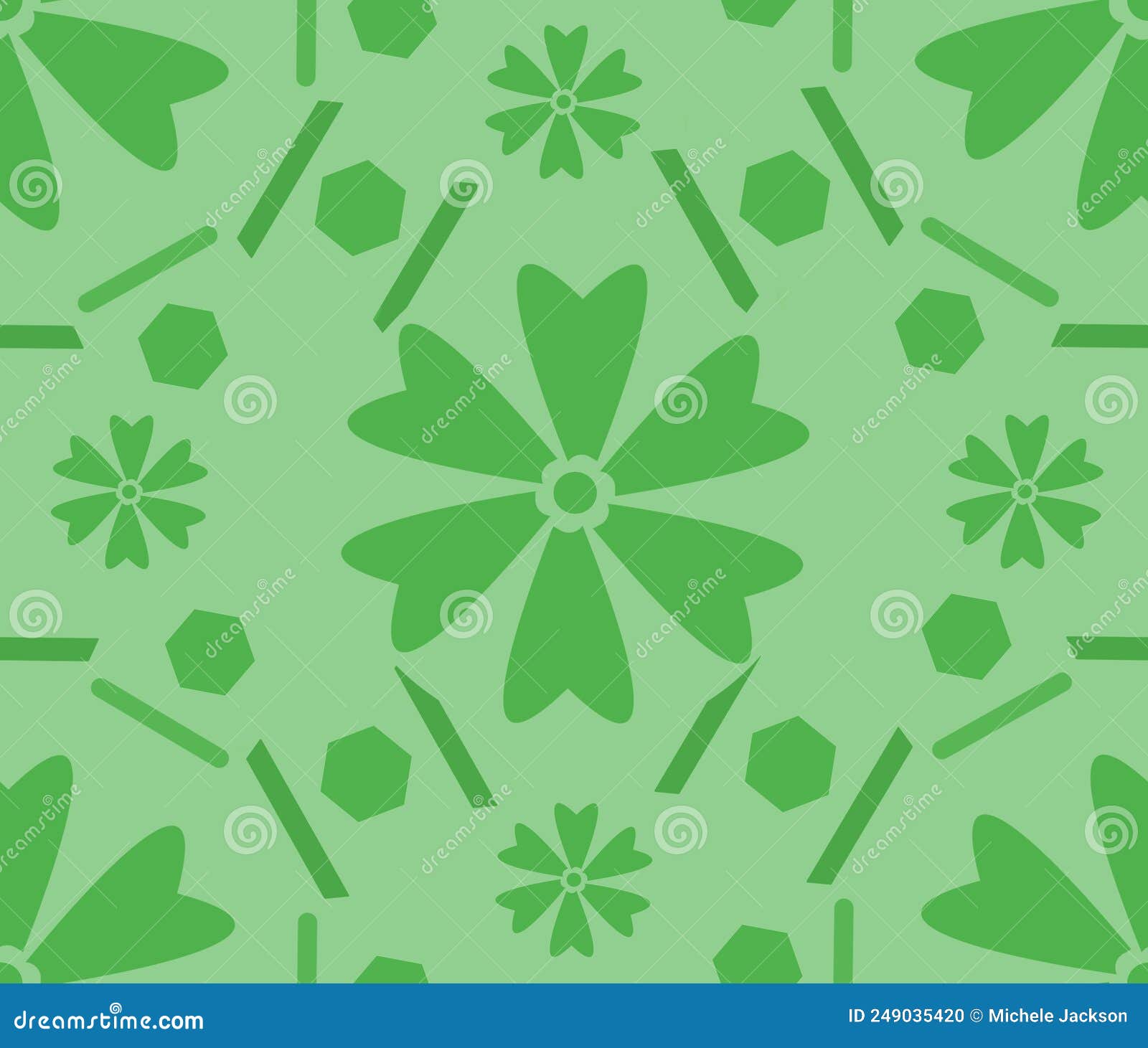 Green on Green Floral and Shapes Seamless Pattern Repeat Stock ...