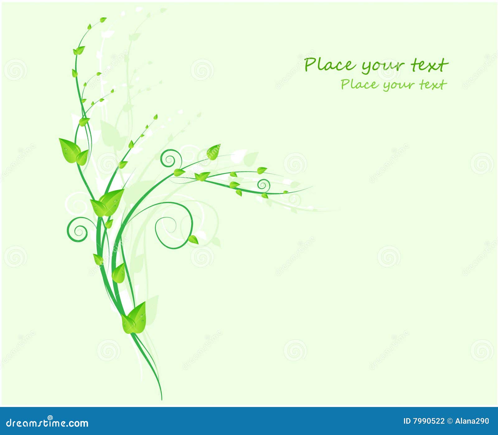 Green Floral Swirl Design with Leaves Stock Vector - Illustration of ...