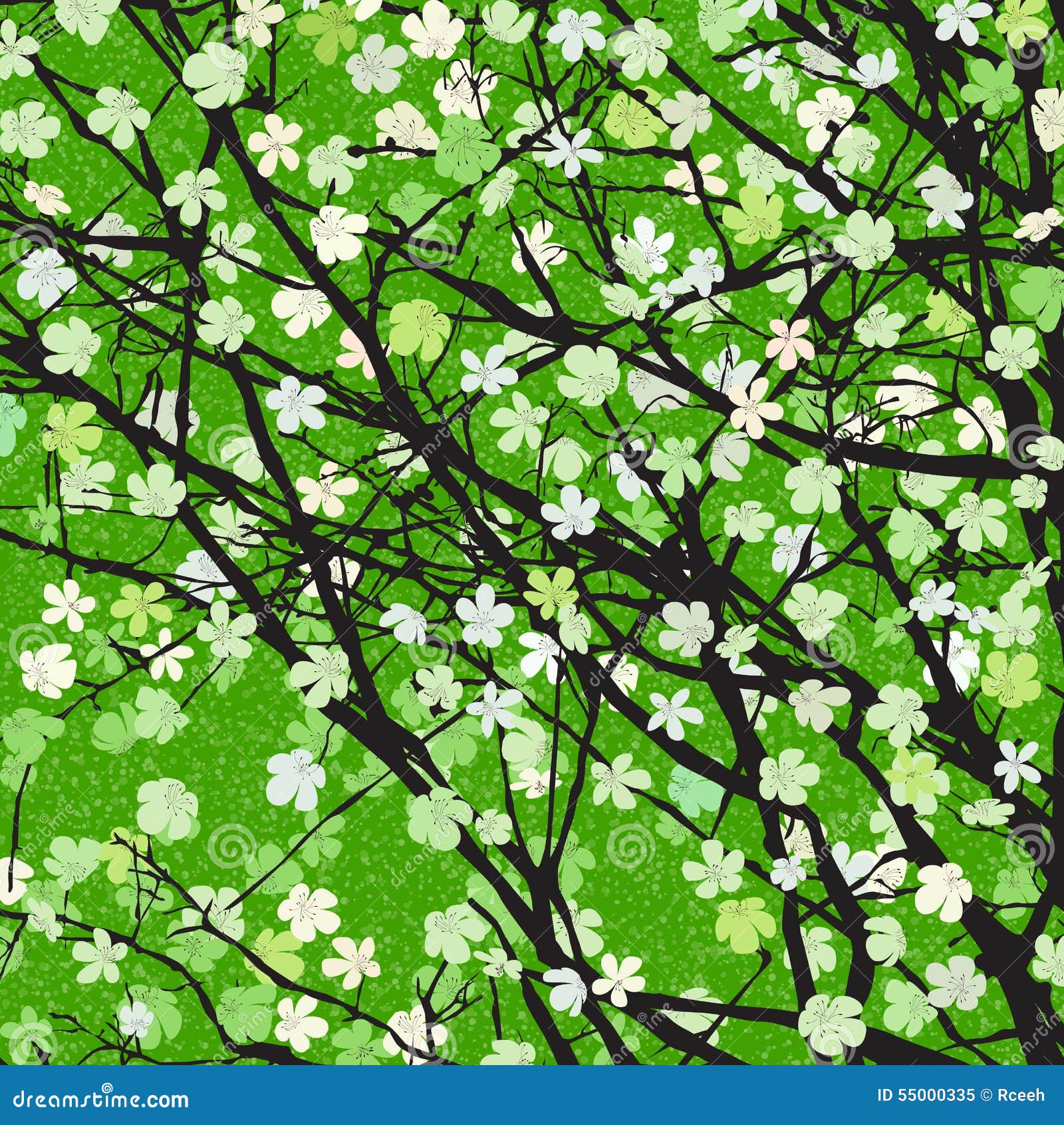 Green floral tree print stock illustration. Illustration of fragility ...