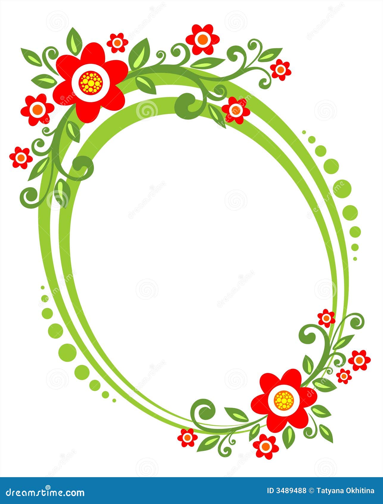 Green flower border stock vector. Illustration of design - 3489488