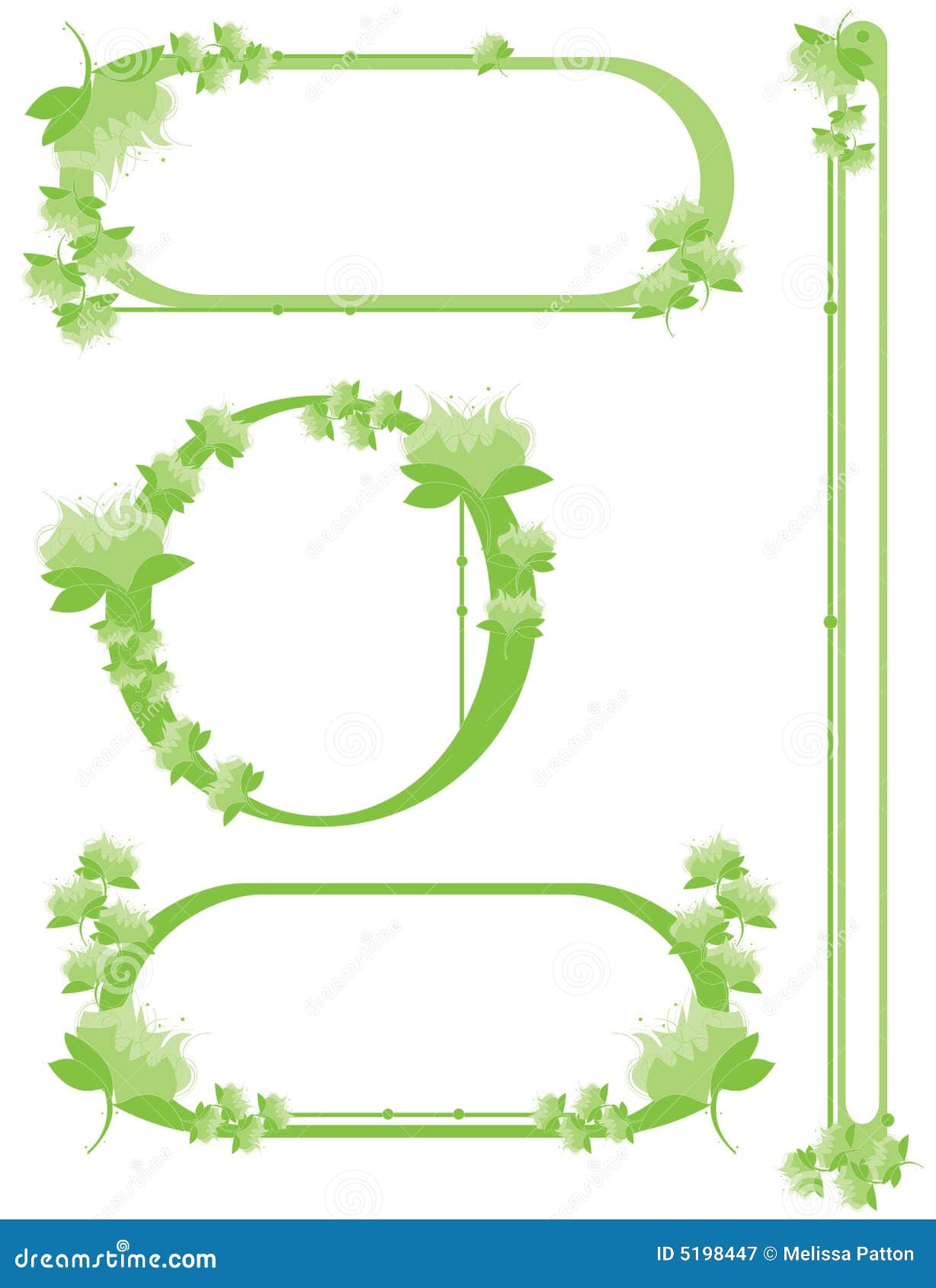 Green flower border set stock vector. Illustration of background - 5198447