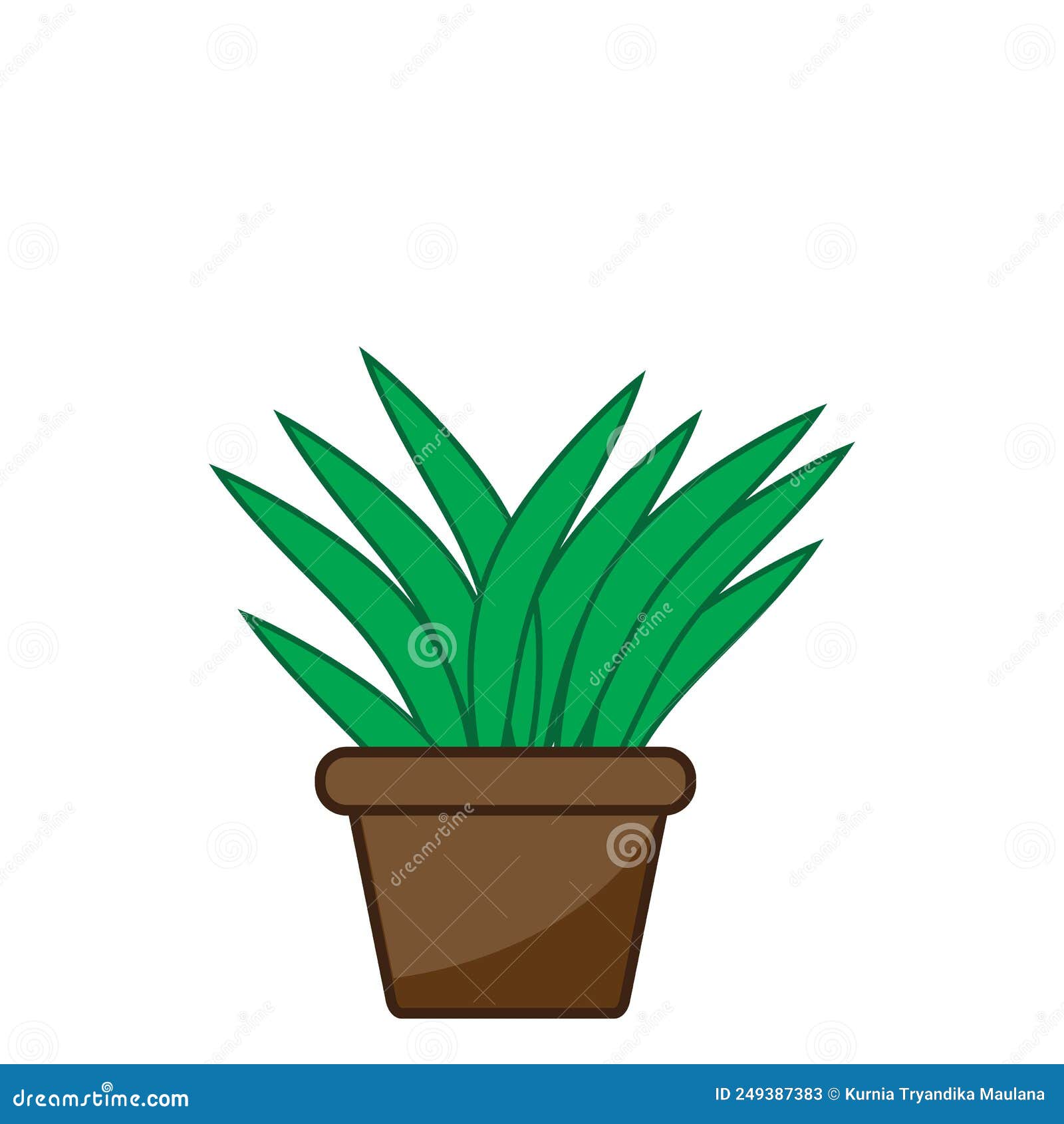Green Flower Decorative Grass Plant in Pot Vector Stock Vector ...