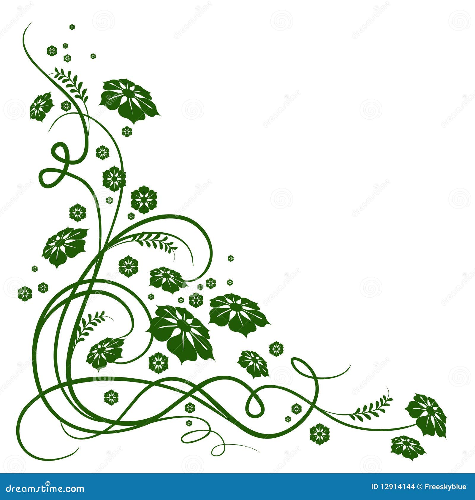 Green Flower And Vines Pattern Stock Illustration - Image: 12914144