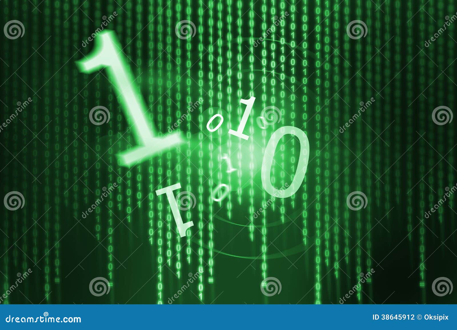 Green Flowing binary code stock illustration. Illustration of flowing ...