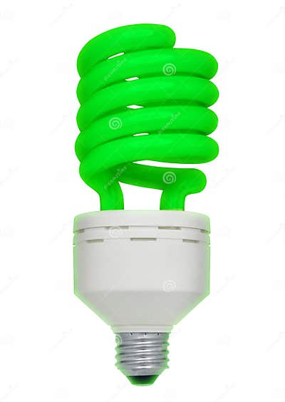 Green Fluorescent Light Bulb, Isolated Stock Image - Image of invention ...