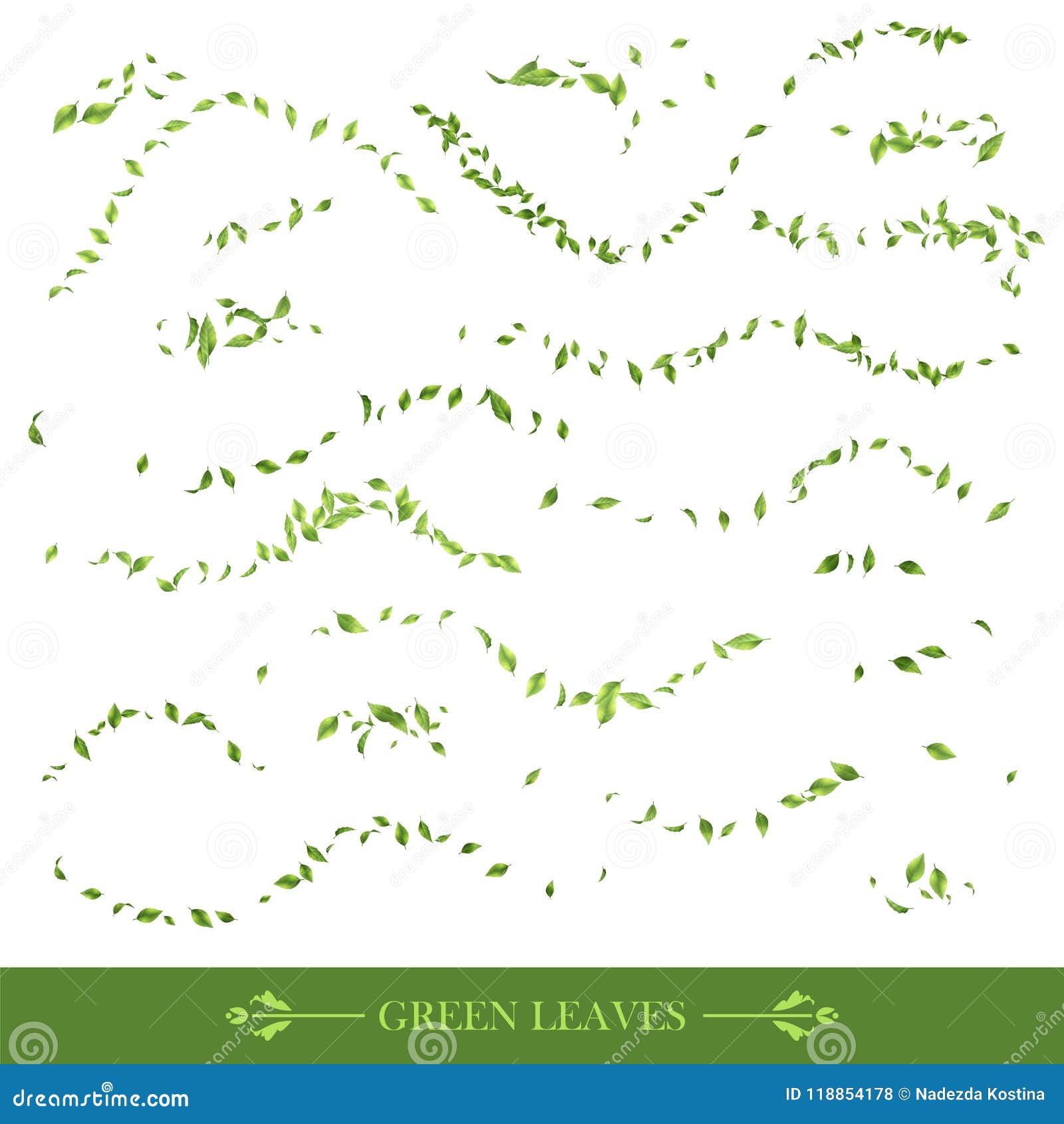Green Flying Leaves Cartoon Vector | CartoonDealer.com #118854149