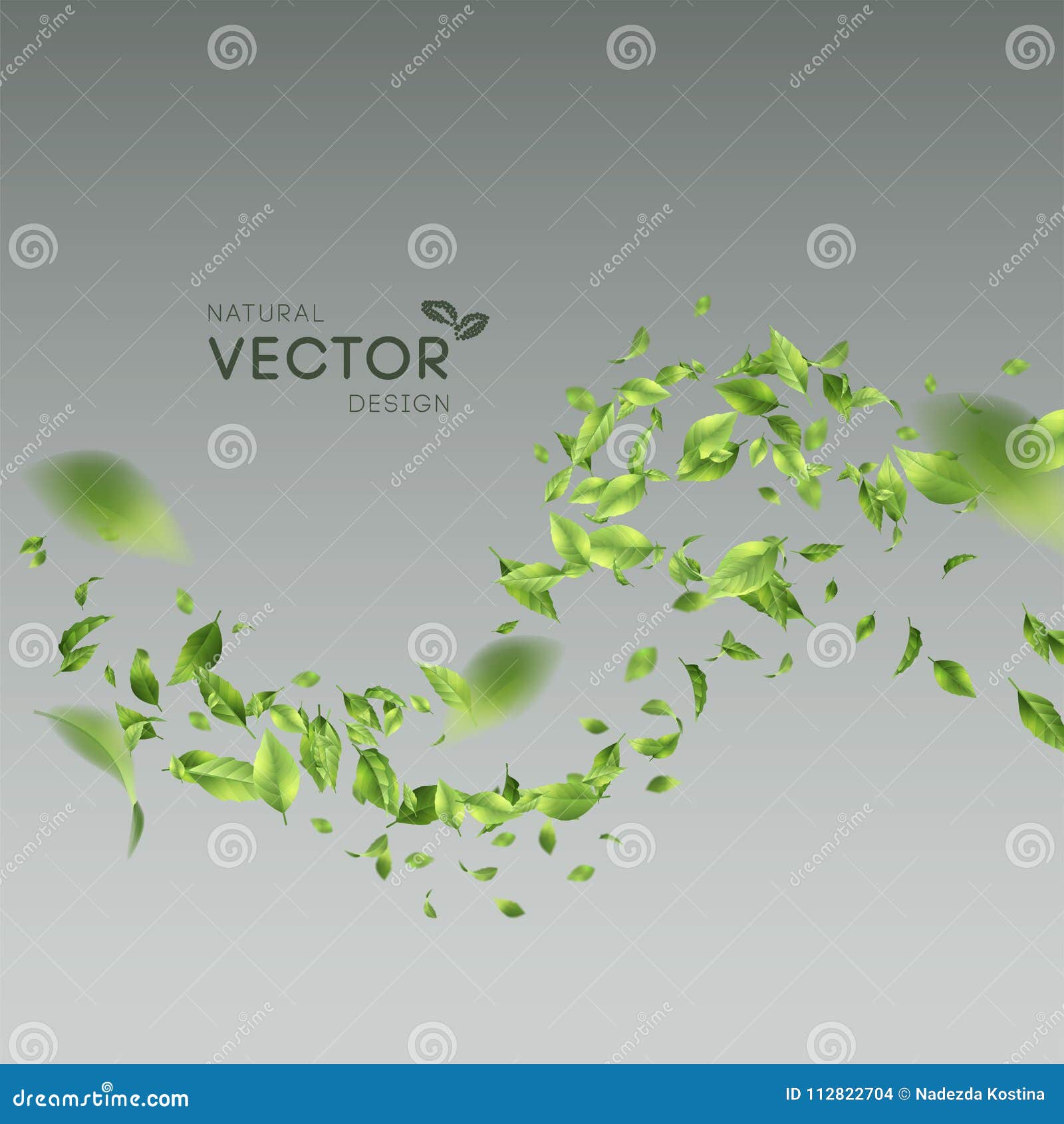 Green Flying Leaves stock vector. Illustration of foliage - 112822704